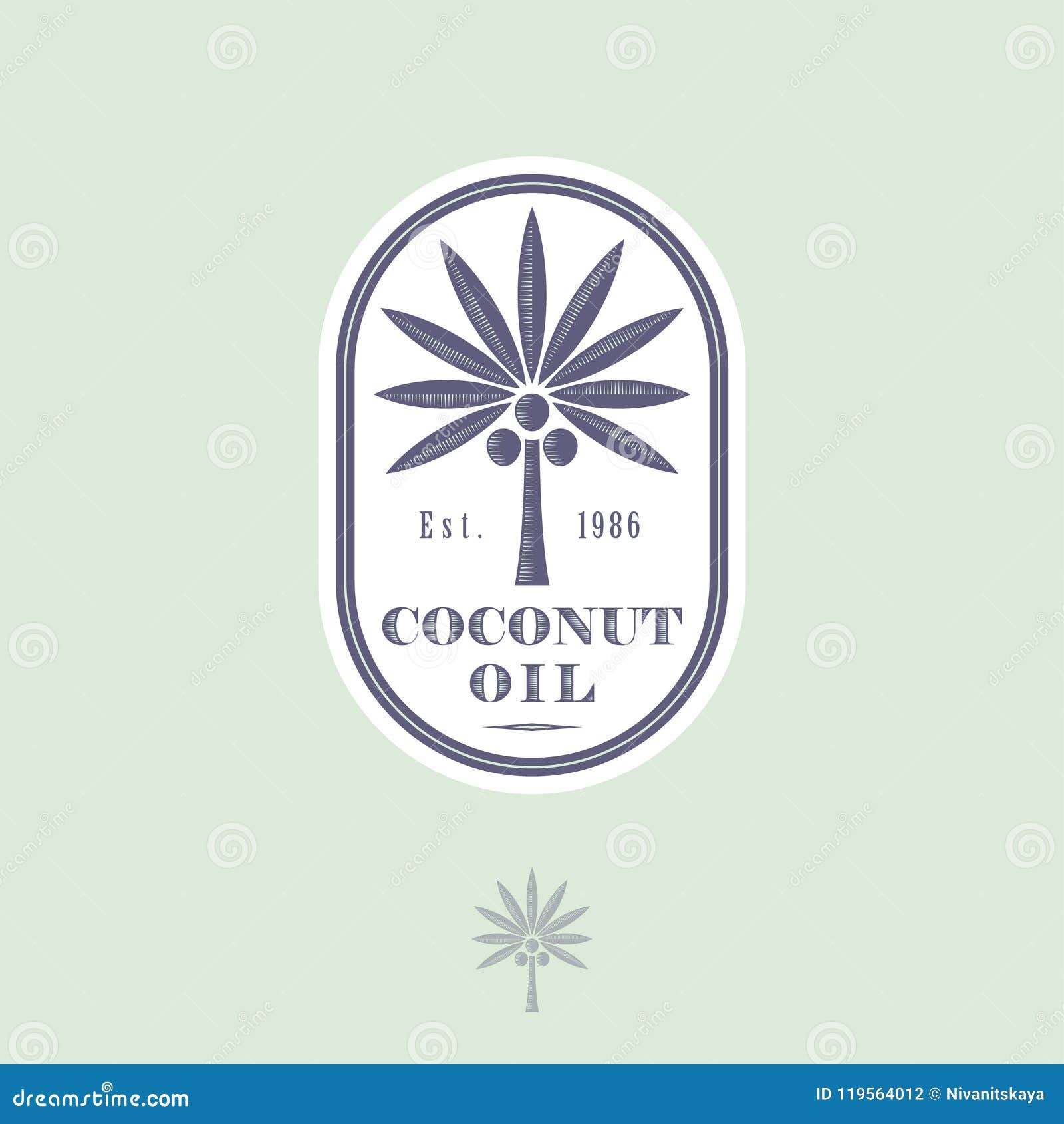 Logo and Label for Coconut Oil for Packaging. Coconut Tree with Letters ...