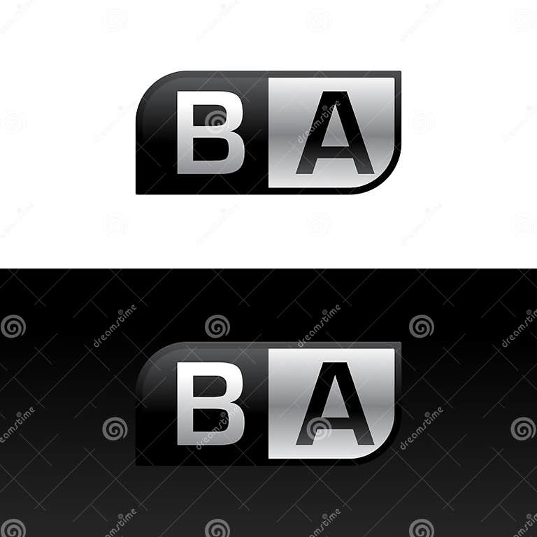 Logo Letter BA with Two Different Sides. Negative or Black and White ...