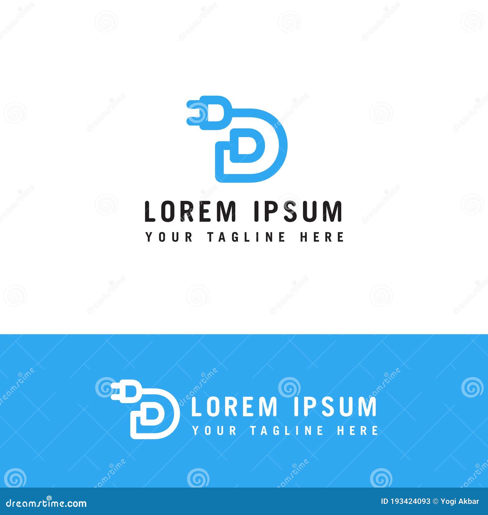 Logo Letter D with Icon Electric Plugs Vector Design Stock Vector ...