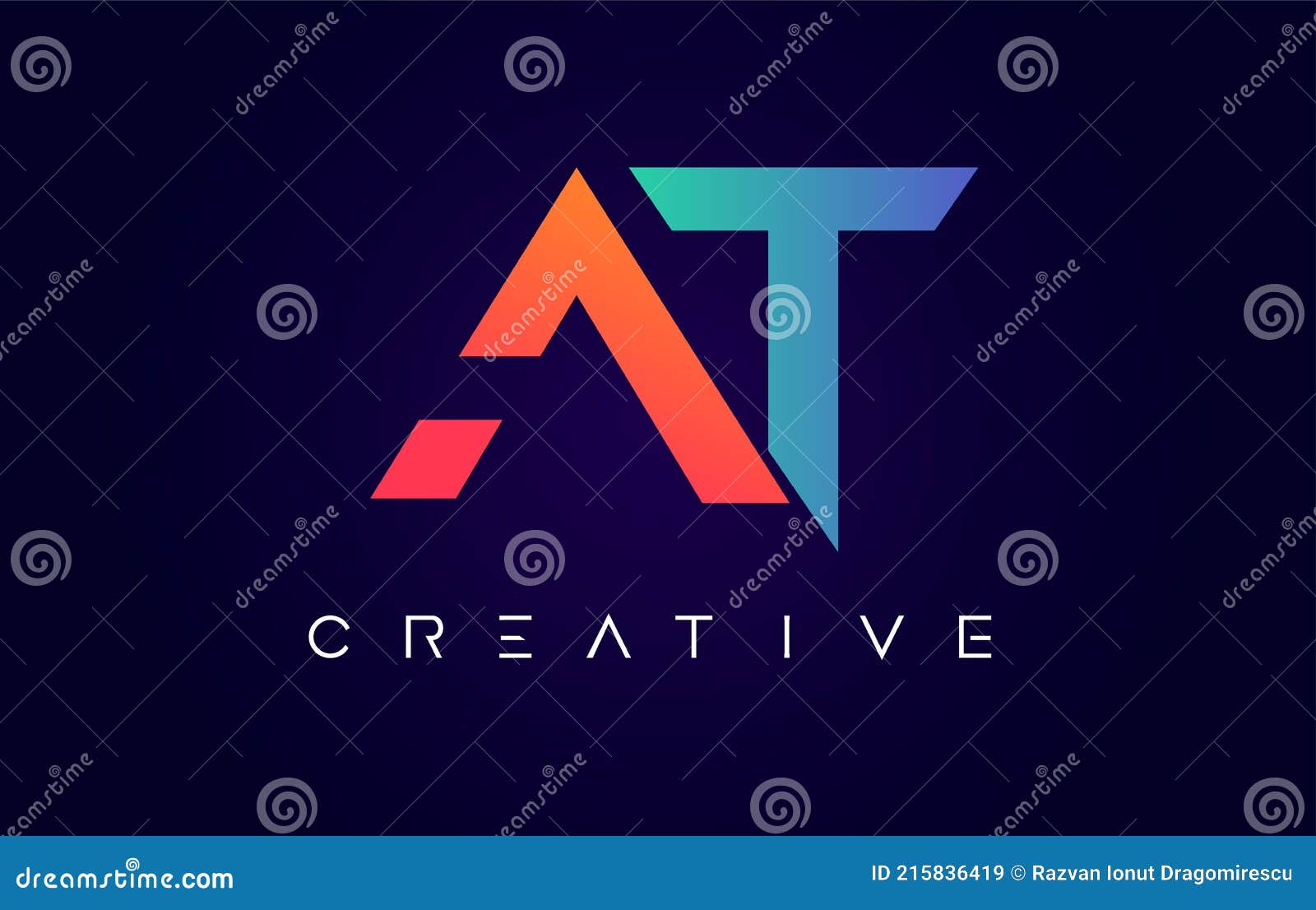 At Logo Letter Design with Modern Creative Concept and Orange Blue ...