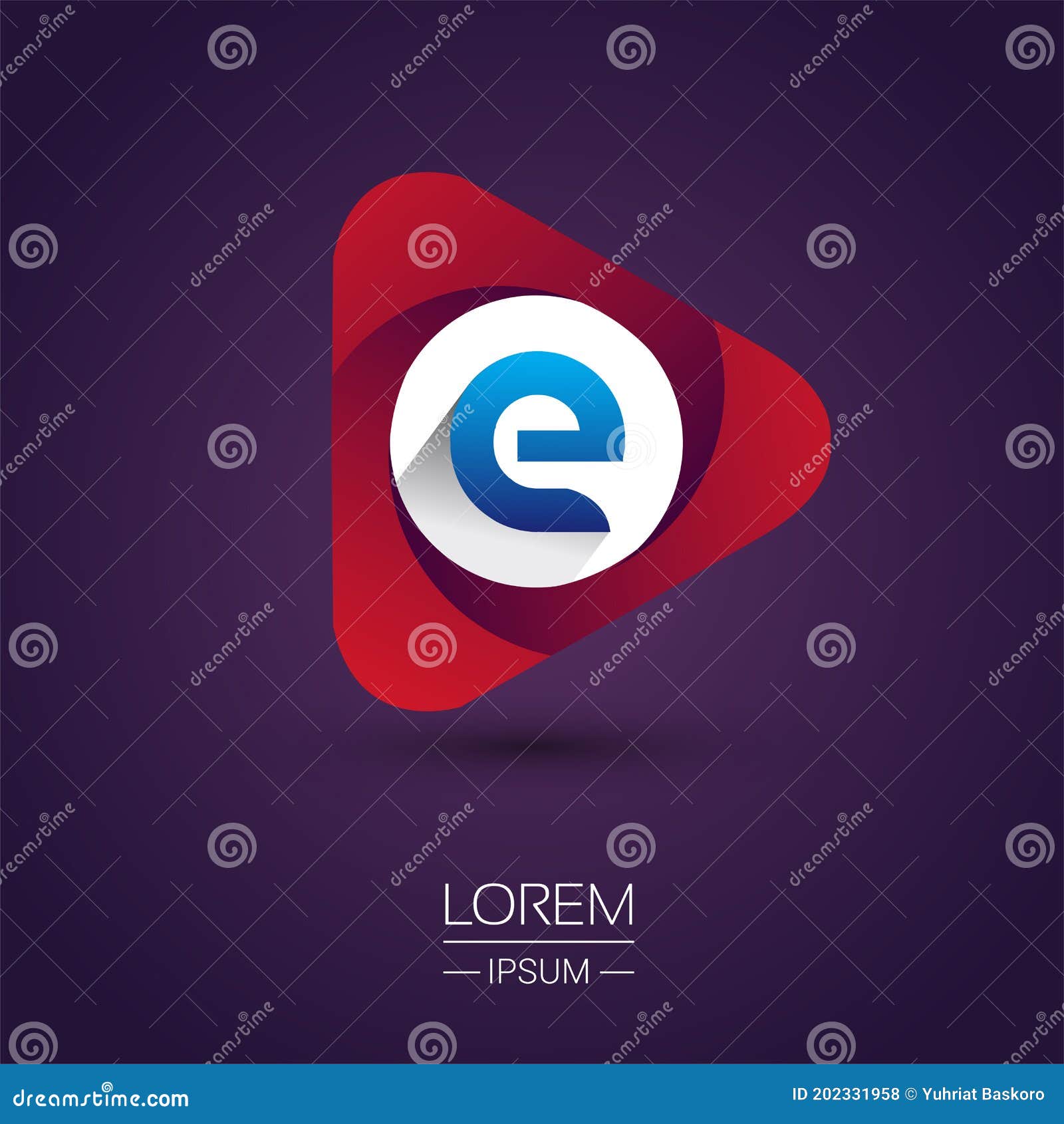 Logo Letter E Red Colored in the Triangle Shape, Vector Design Template ...