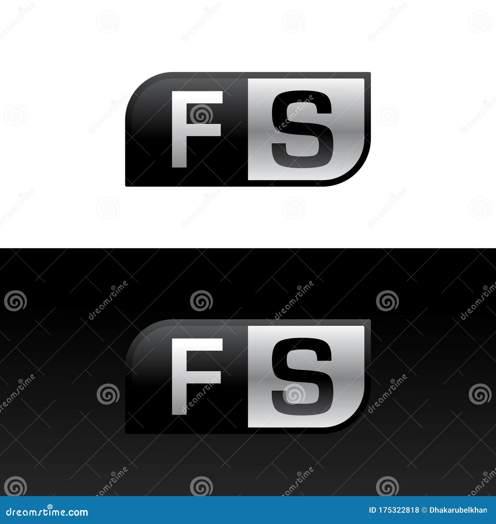 Logo Letter FS with Two Different Sides. Negative or Black and White ...