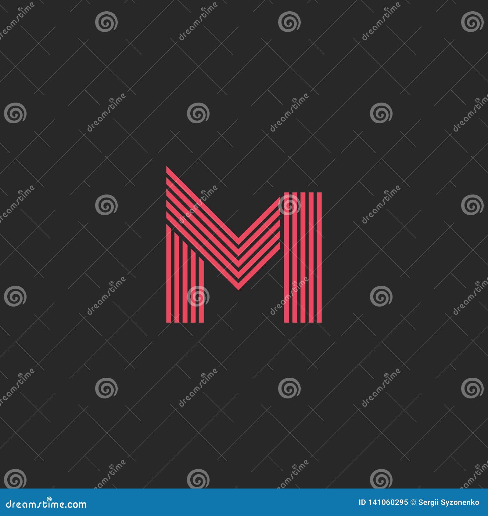 Logo Letter M Monogram Initial Design Element, Parallel Thin Line ...