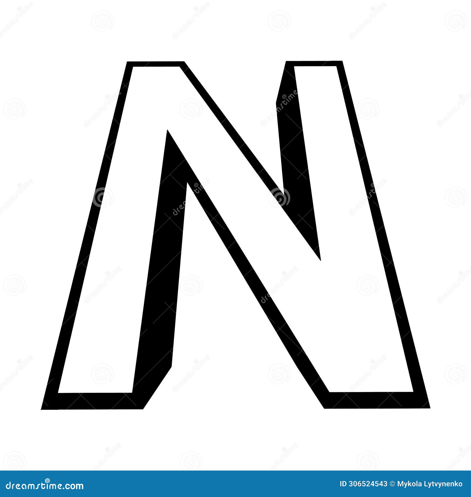 Logo Letter N Tall Slender Font Letter N Perspective Height Stock ...