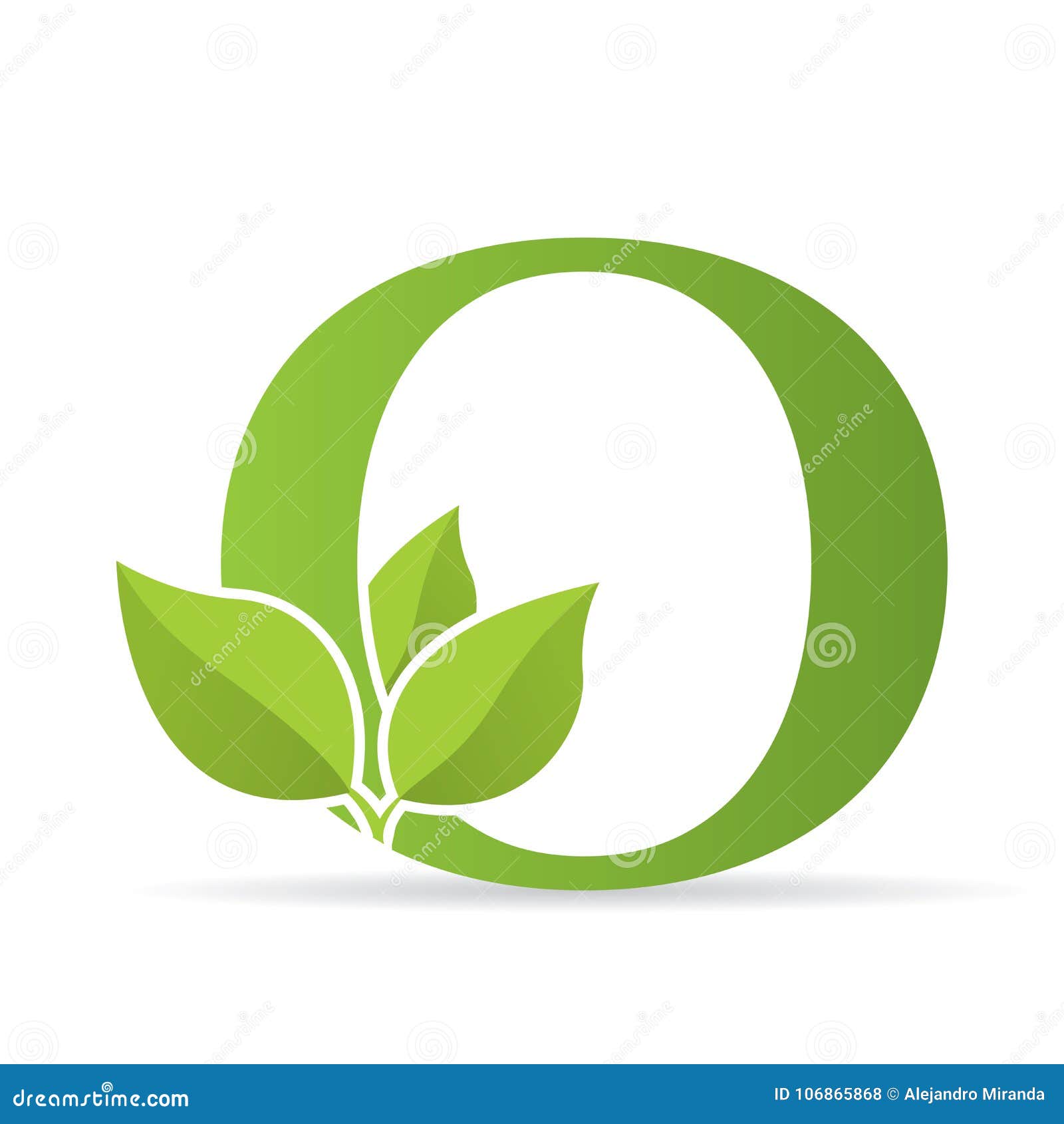 Logo with Letter O of Green Color Decorated with Green Stock Vector ...