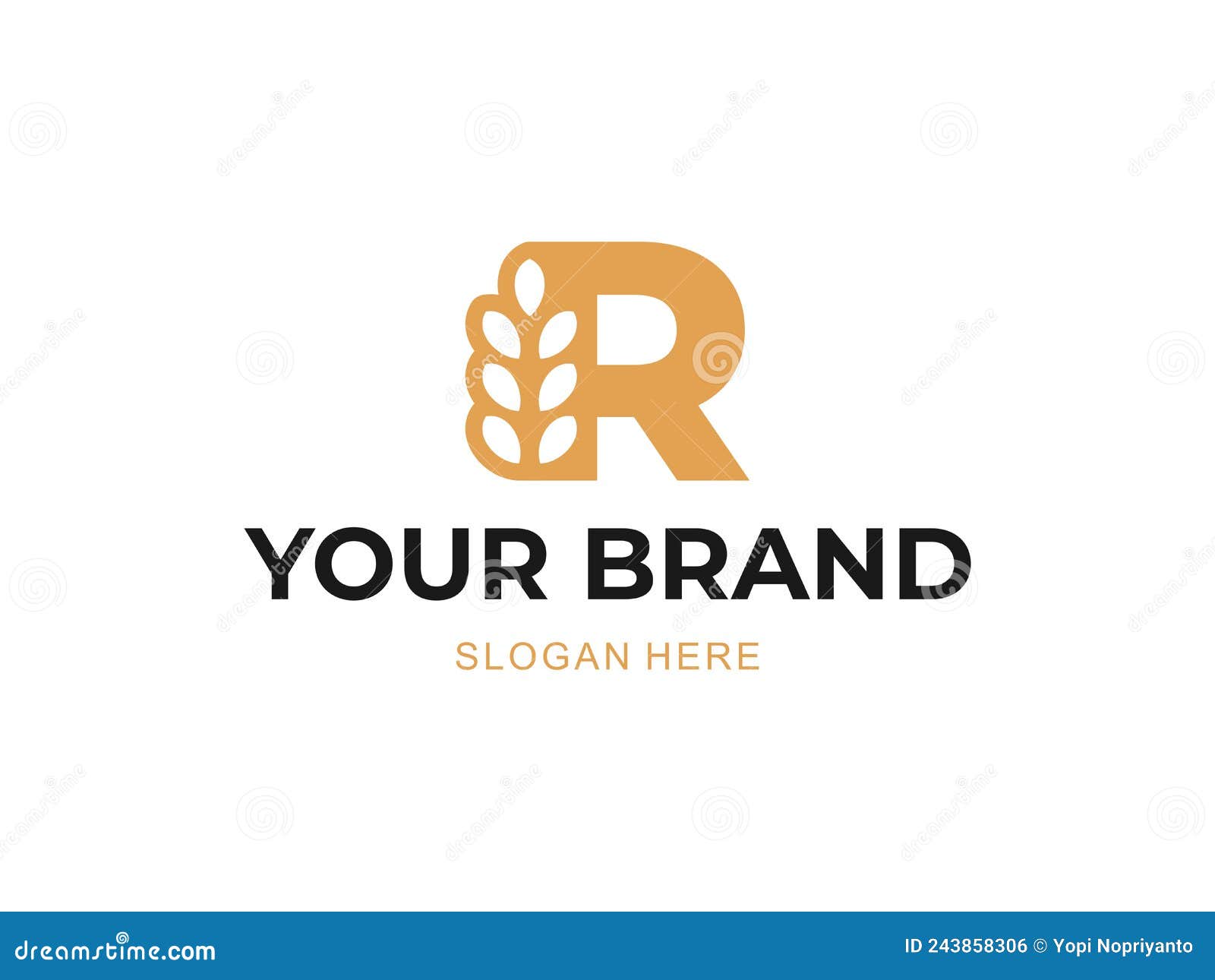 Logo Letter R Bakery, Wheat Letter Logo Stock Vector - Illustration of ...