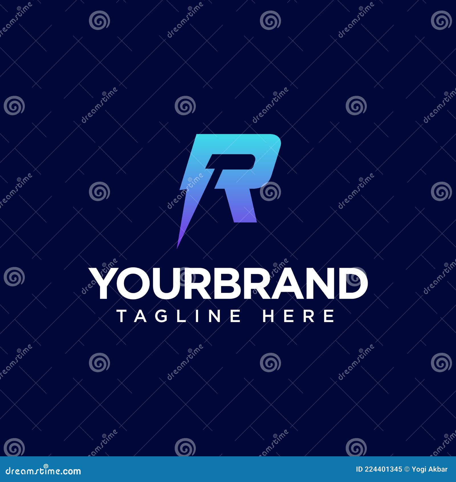 Logo Letter R Electricity Icon with Vector Illustration Stock Vector ...