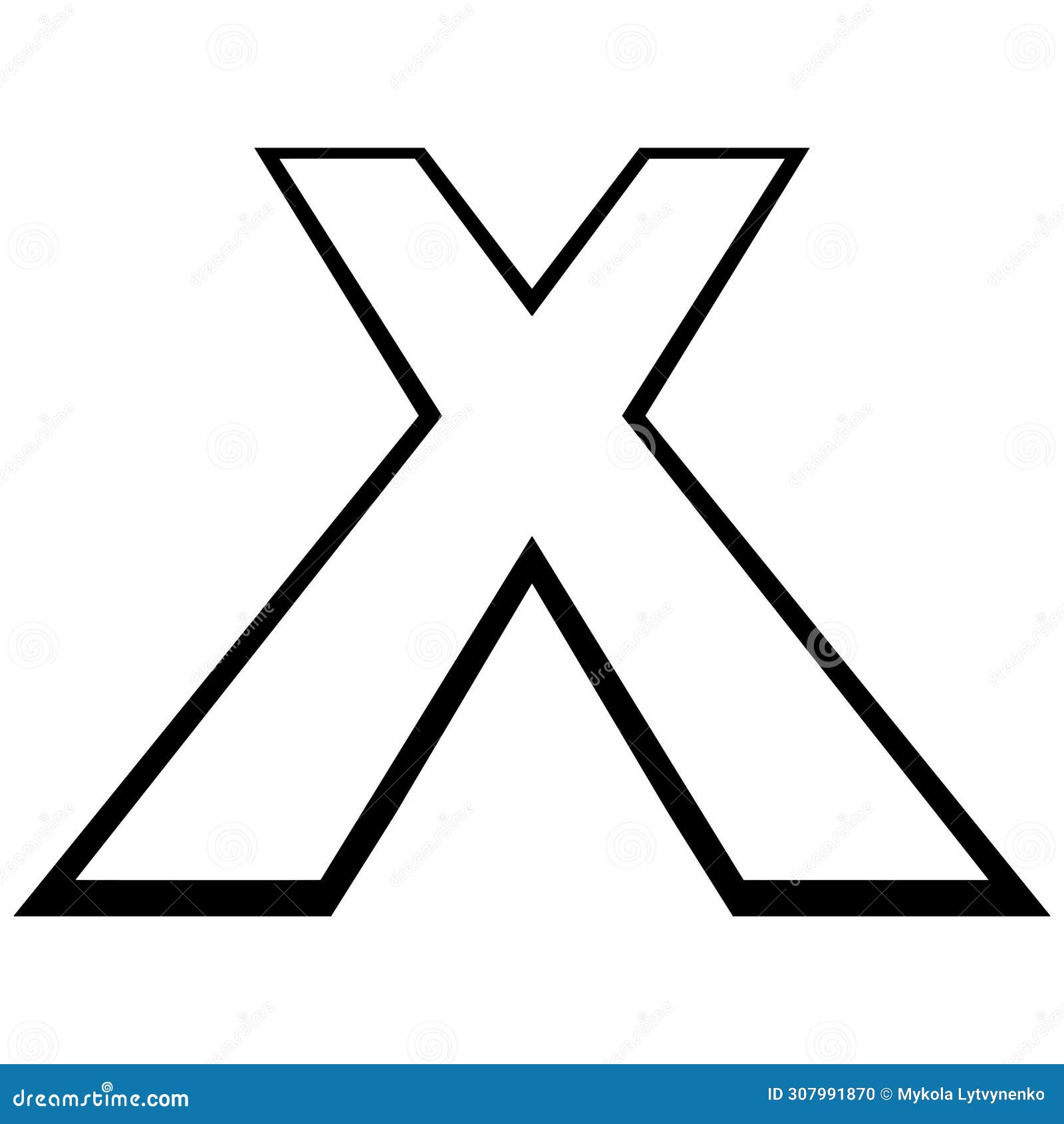 Logo Letter X, Tall Slender Font Letter X Perspective Height Stock ...