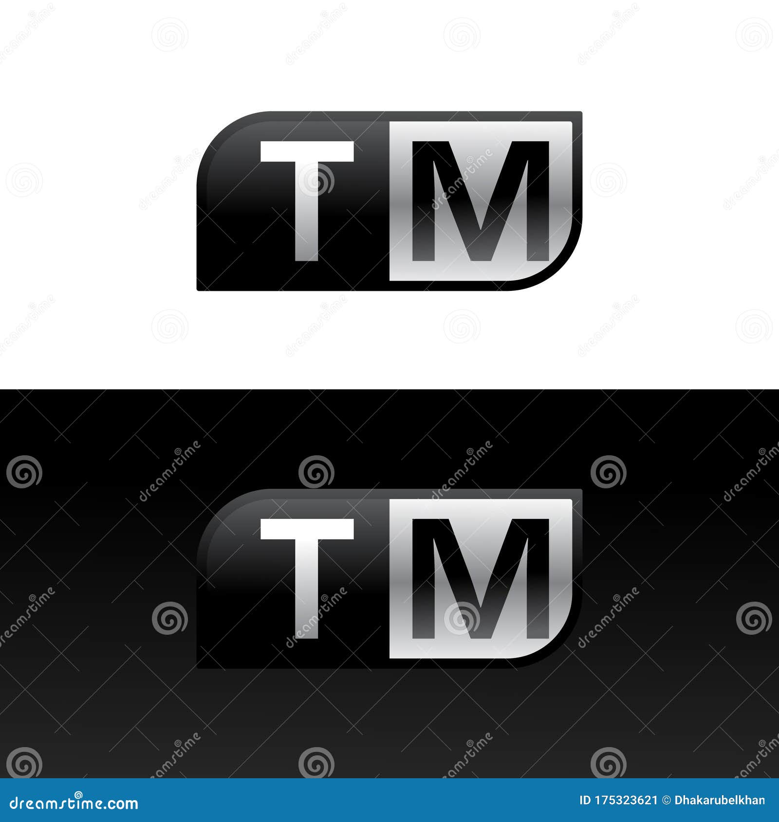 Logo Letter TM with Two Different Sides. Negative or Black and White ...