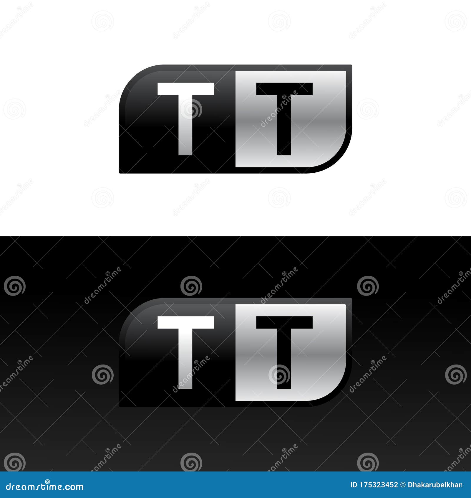 Logo Letter TT with Two Different Sides. Negative or Black and White ...