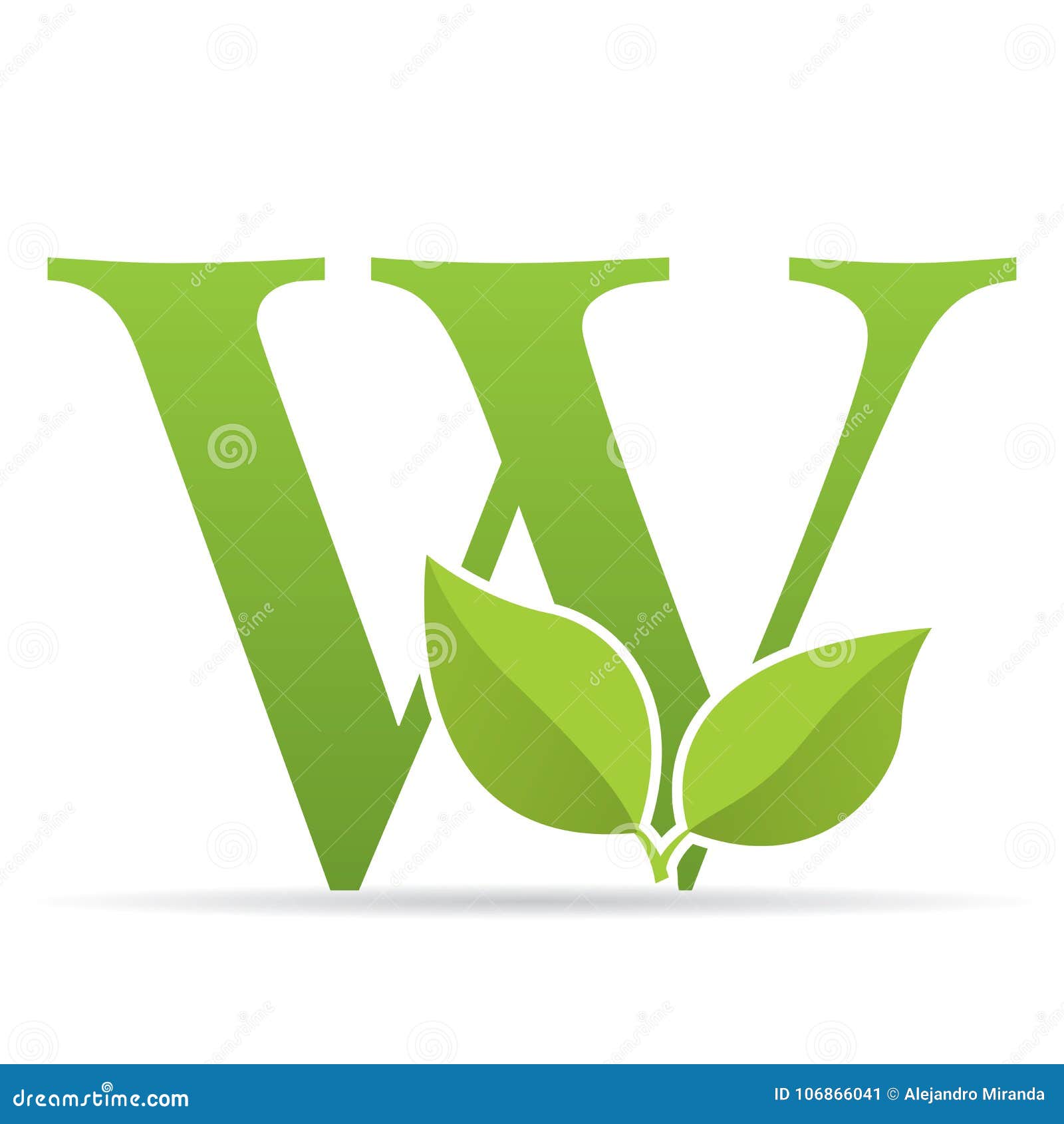 Logo with Letter W of Green Color Decorated with Green Stock Vector ...