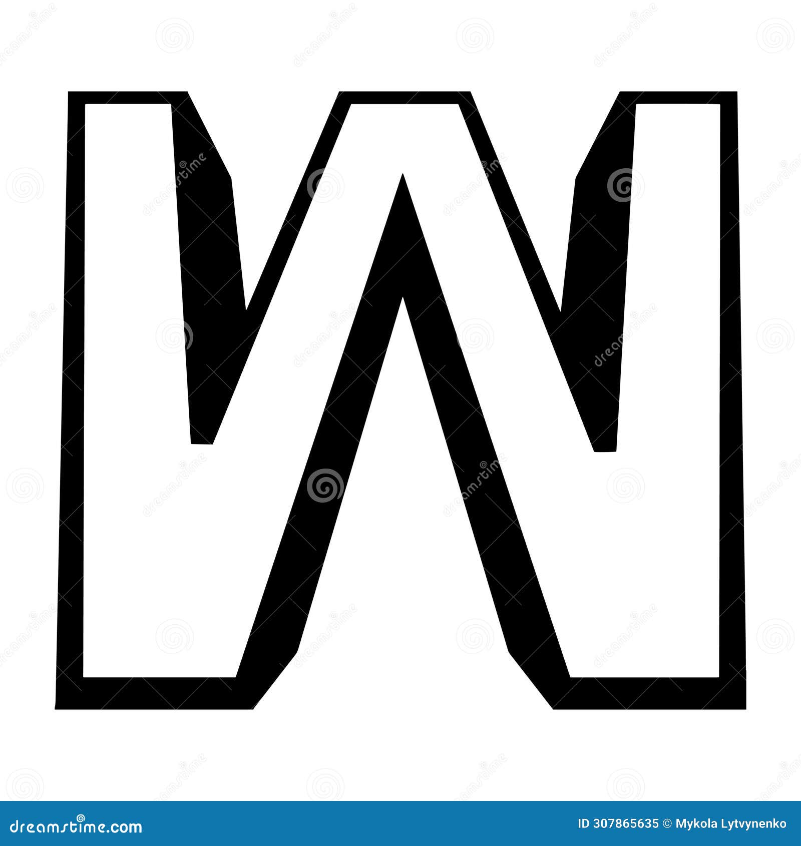 Logo Letter W, Tall Slender Font Letter W Perspective Height Stock ...