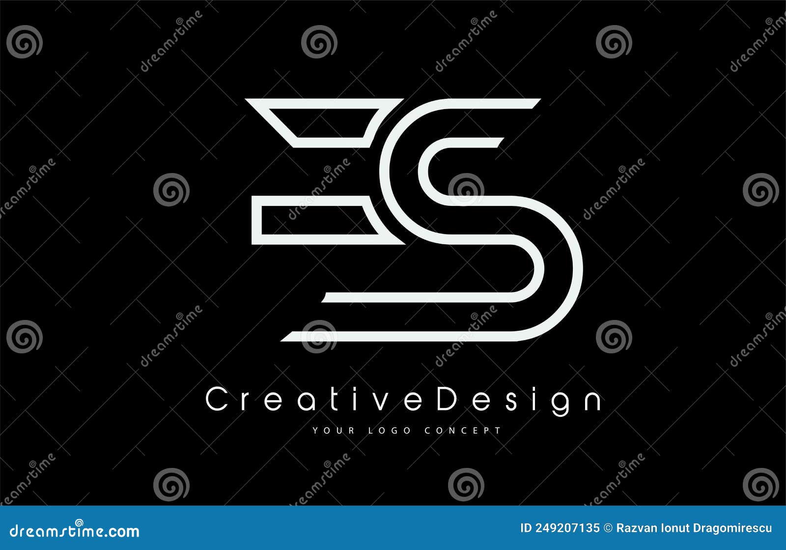 Logo Lettre Es Design En Couleurs Blanches Illustration de Vecteur ...