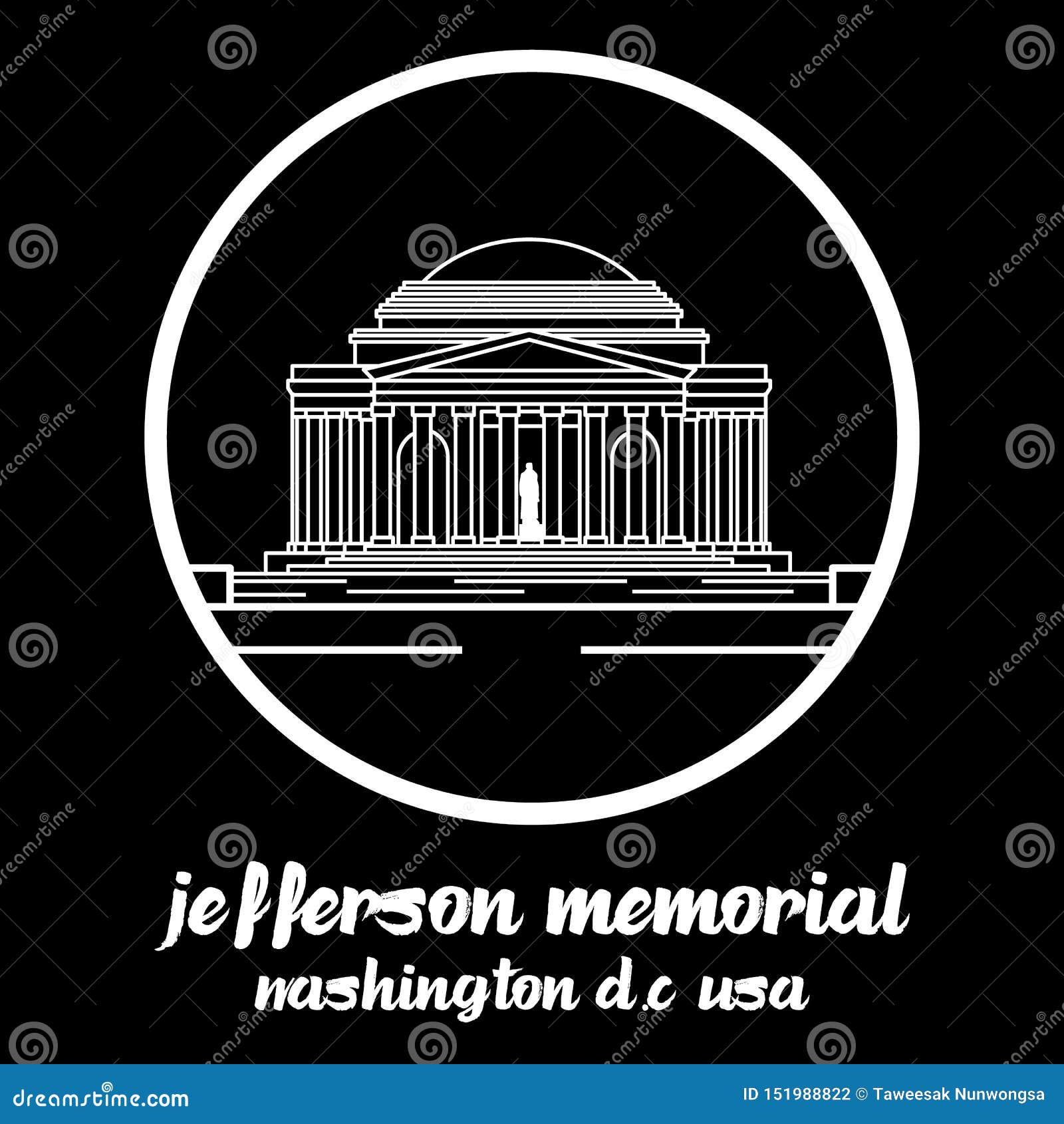 Circle Icon Jefferson Memorial. Vector Illustration Stock Vector ...