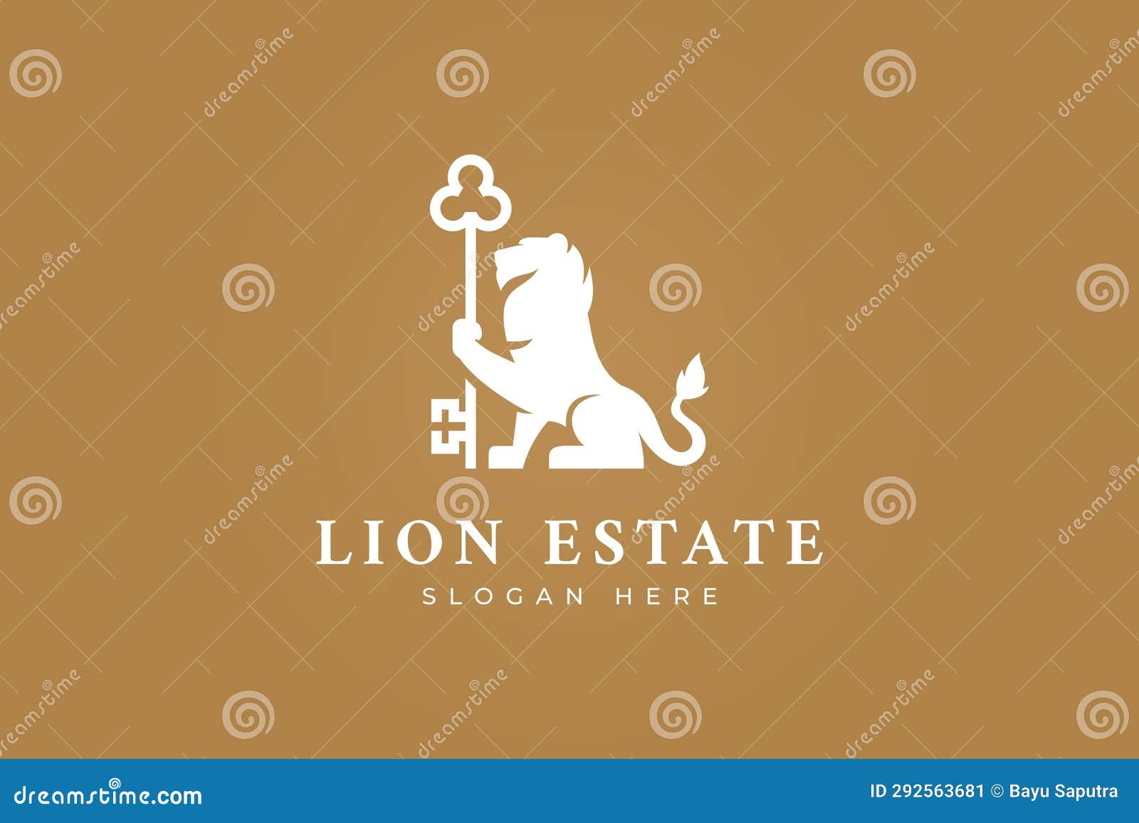 Logo Lion Holding Key Estate Stock Illustration - Illustration of royal ...
