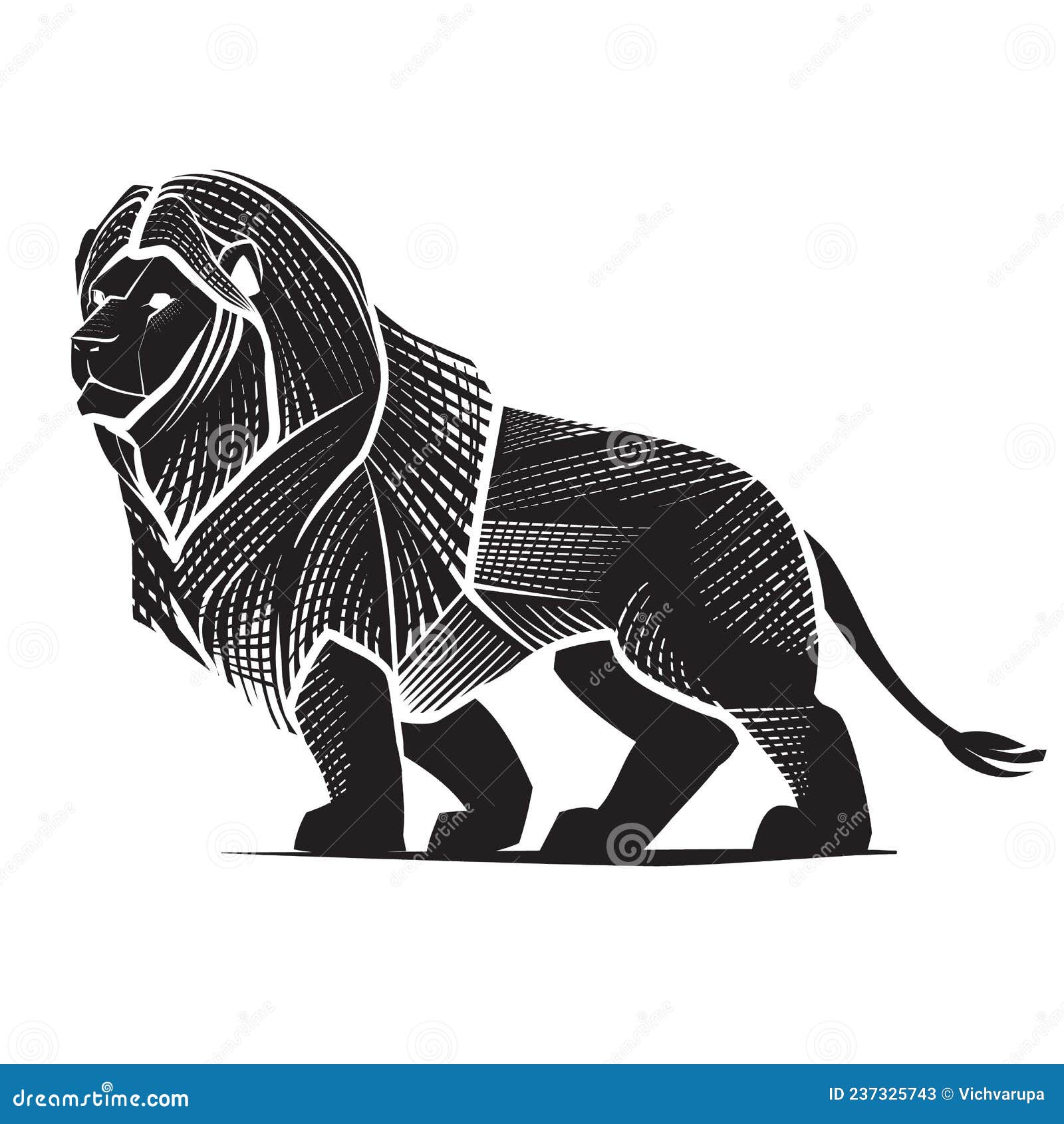 Logo, Lion in a Proud Pose in Black, Isolated Object on White ...