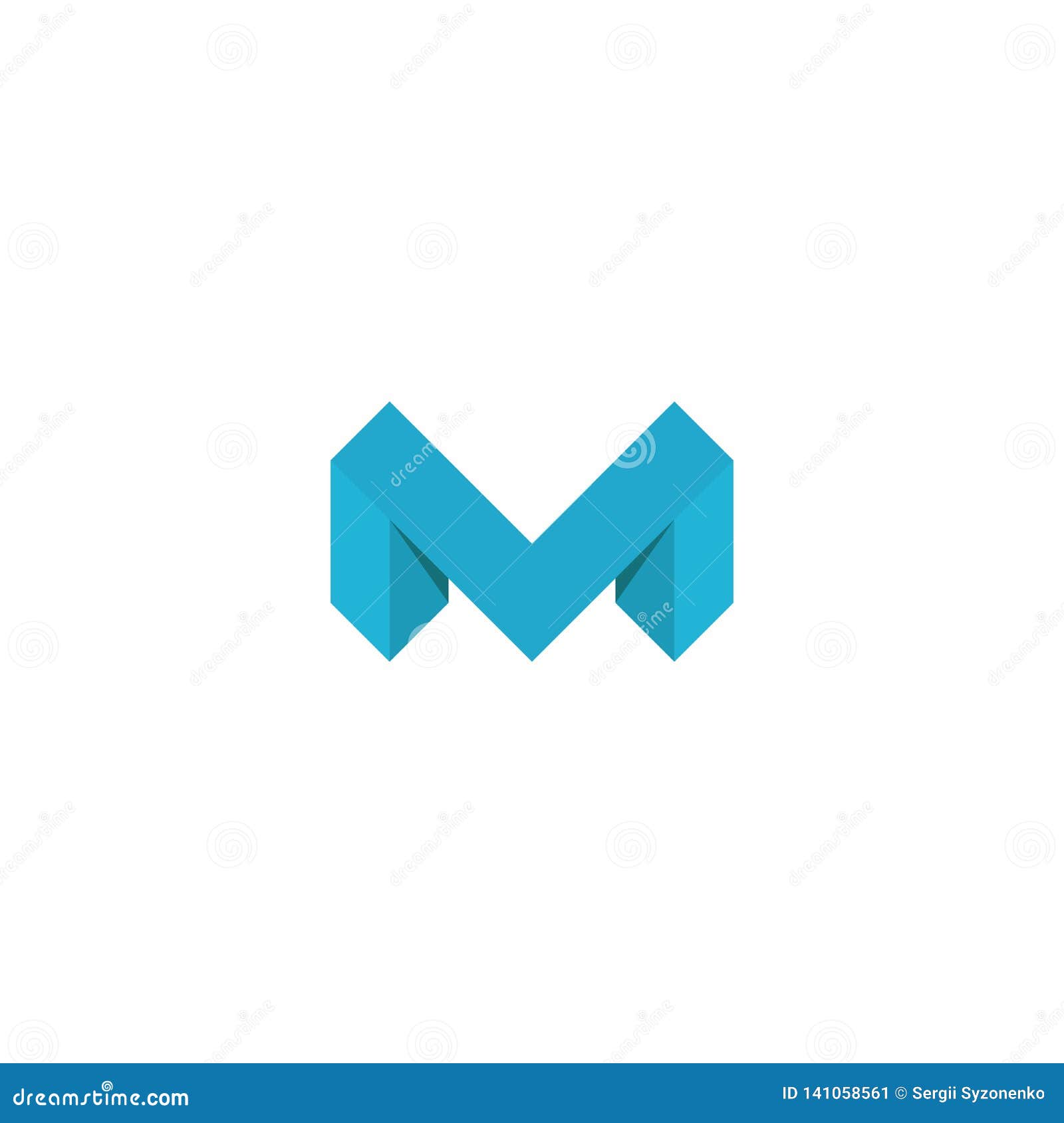 Logo M Letter Blue, 3D Mockup Isometric Graphic Design Element, Concept ...