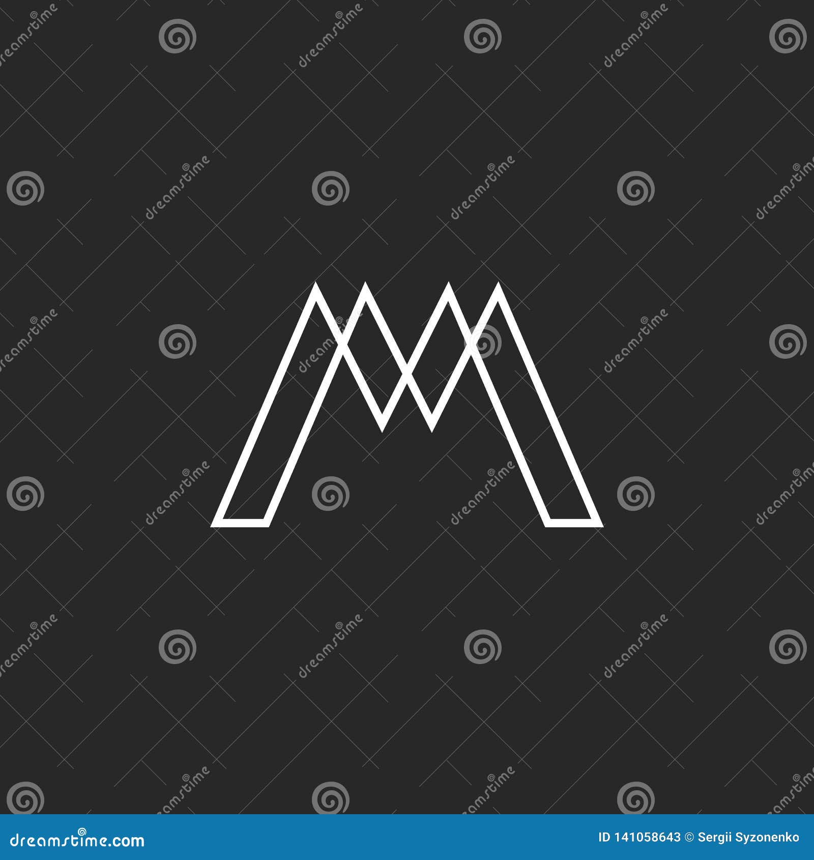 Logo M Letter Monogram, Thin Line Weaving Geometric Shape, Mockup ...