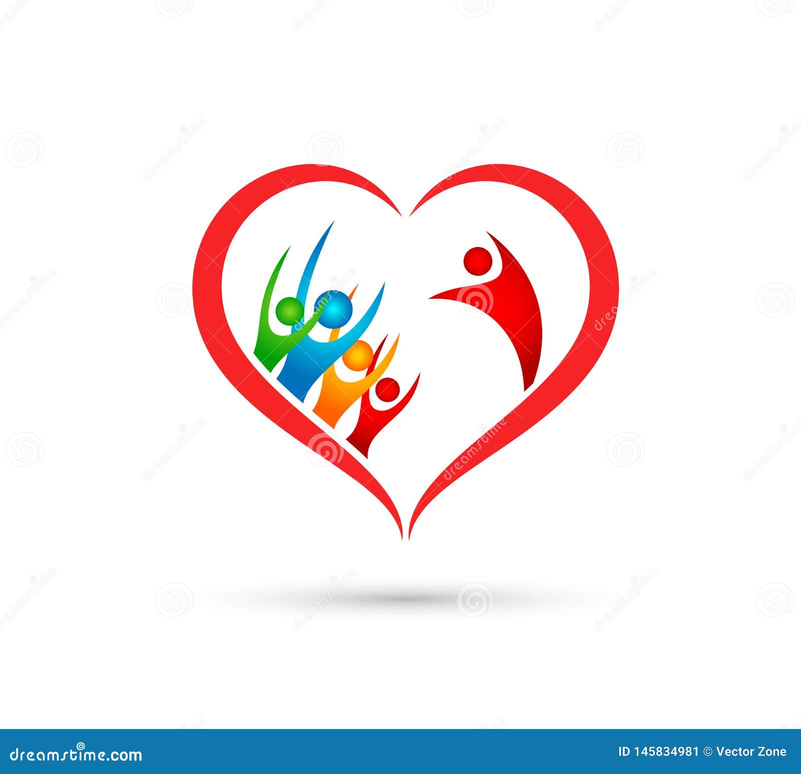 People Family Logo in Heart Shape Icon Winning Happiness Health ...