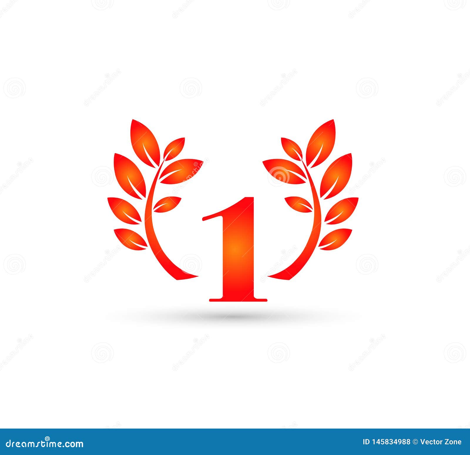 1 Years Anniversary Red Badge Leaf Logo. Stock Vector - Illustration of ...