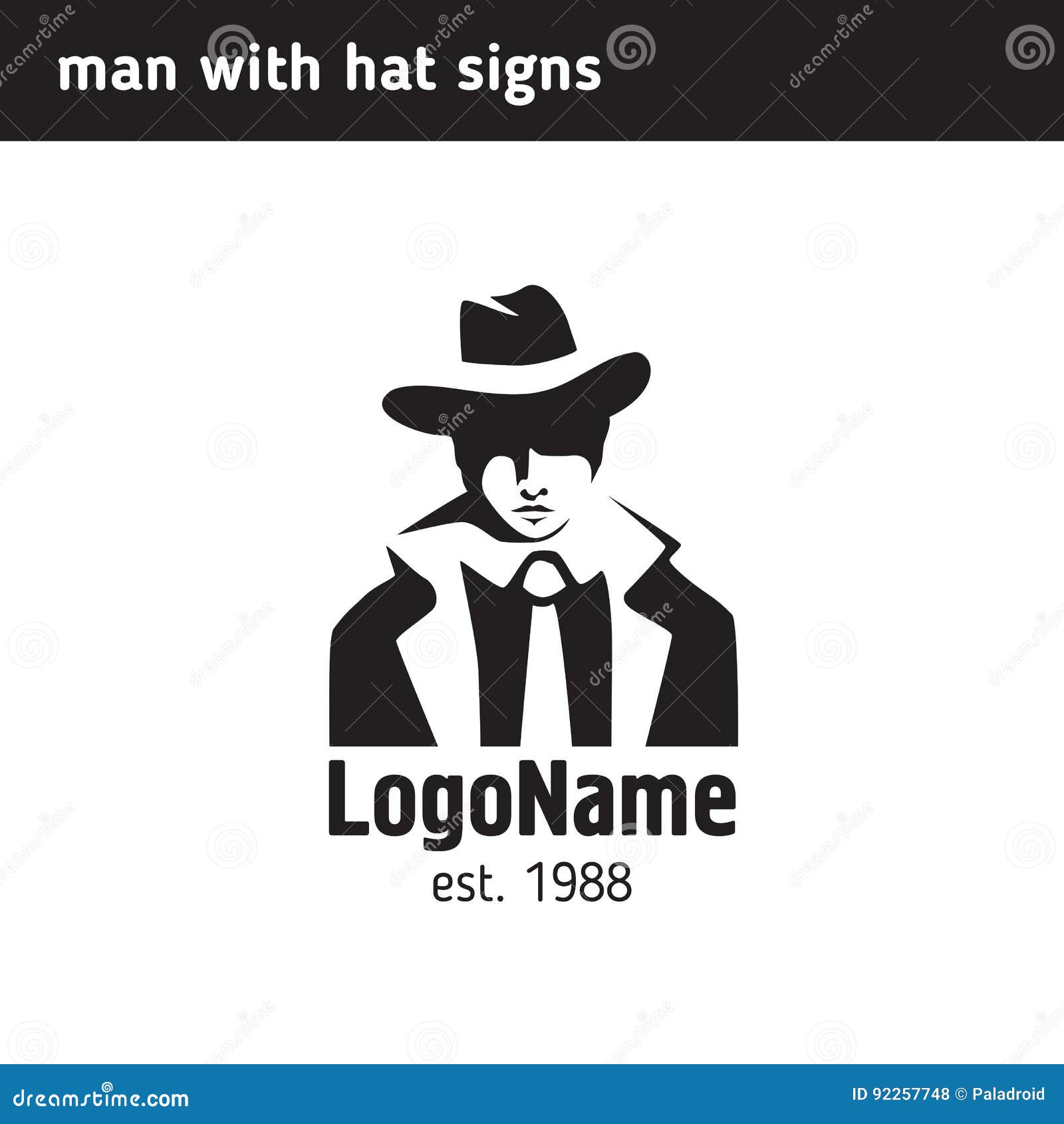 Logo man in a hat stock vector. Illustration of network - 92257748