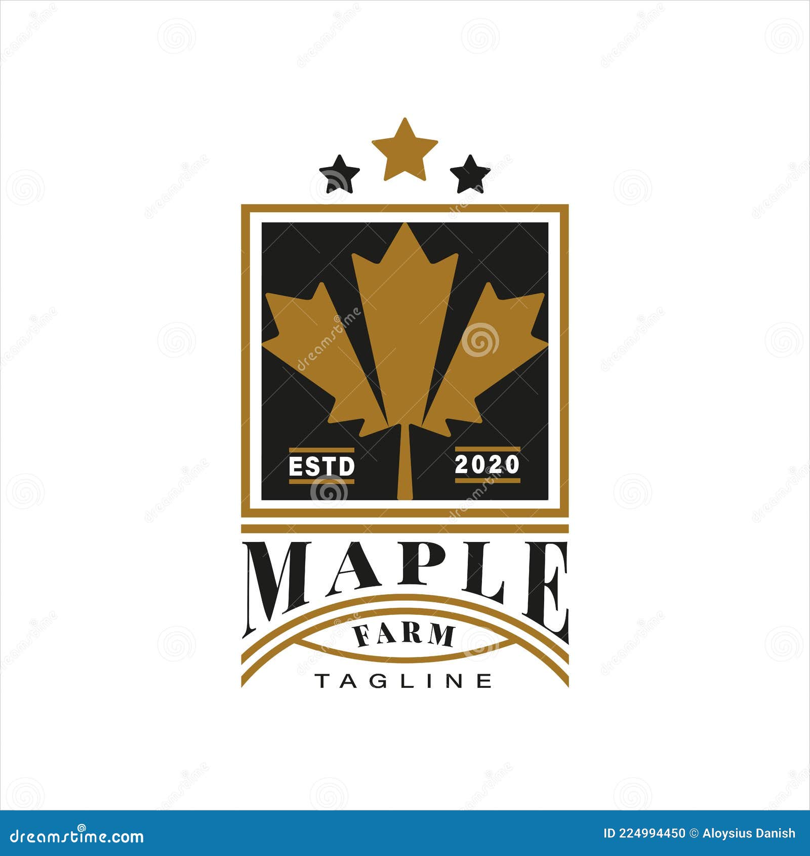 Vintage Retro Logo Style for Maple Farm Logo Design. with Maple Leaf on ...