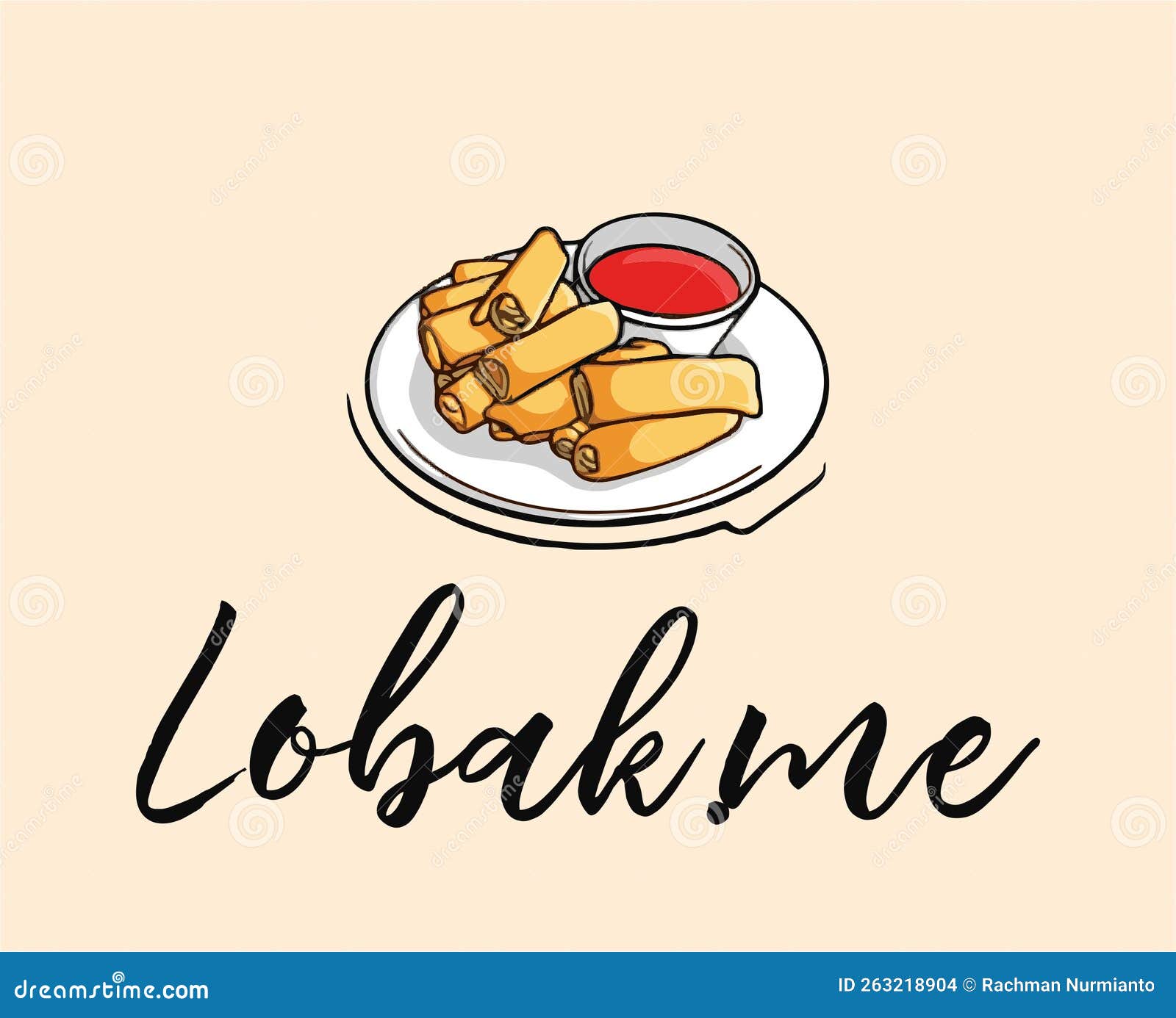 Logo for Meatball Lumpia and Sauce Stock Illustration - Illustration of ...
