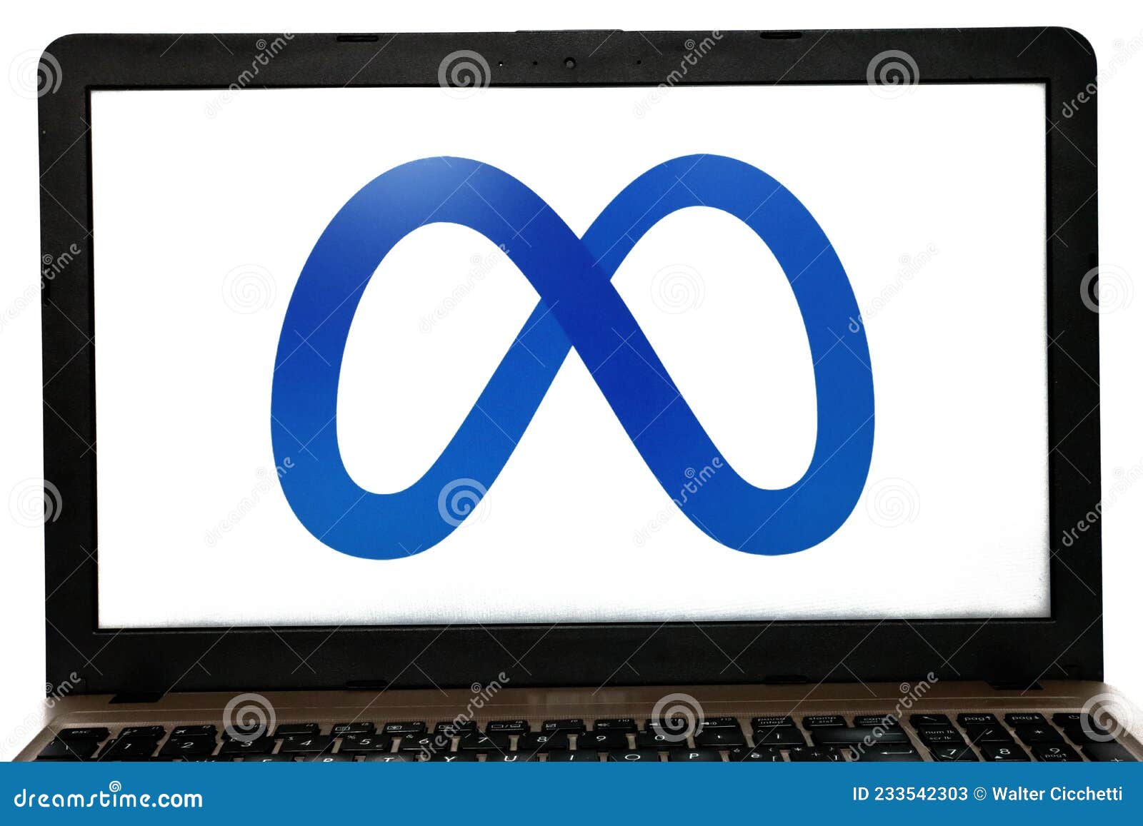 Logo of Meta on the Display. Meta is a Social Technologies Company`s ...
