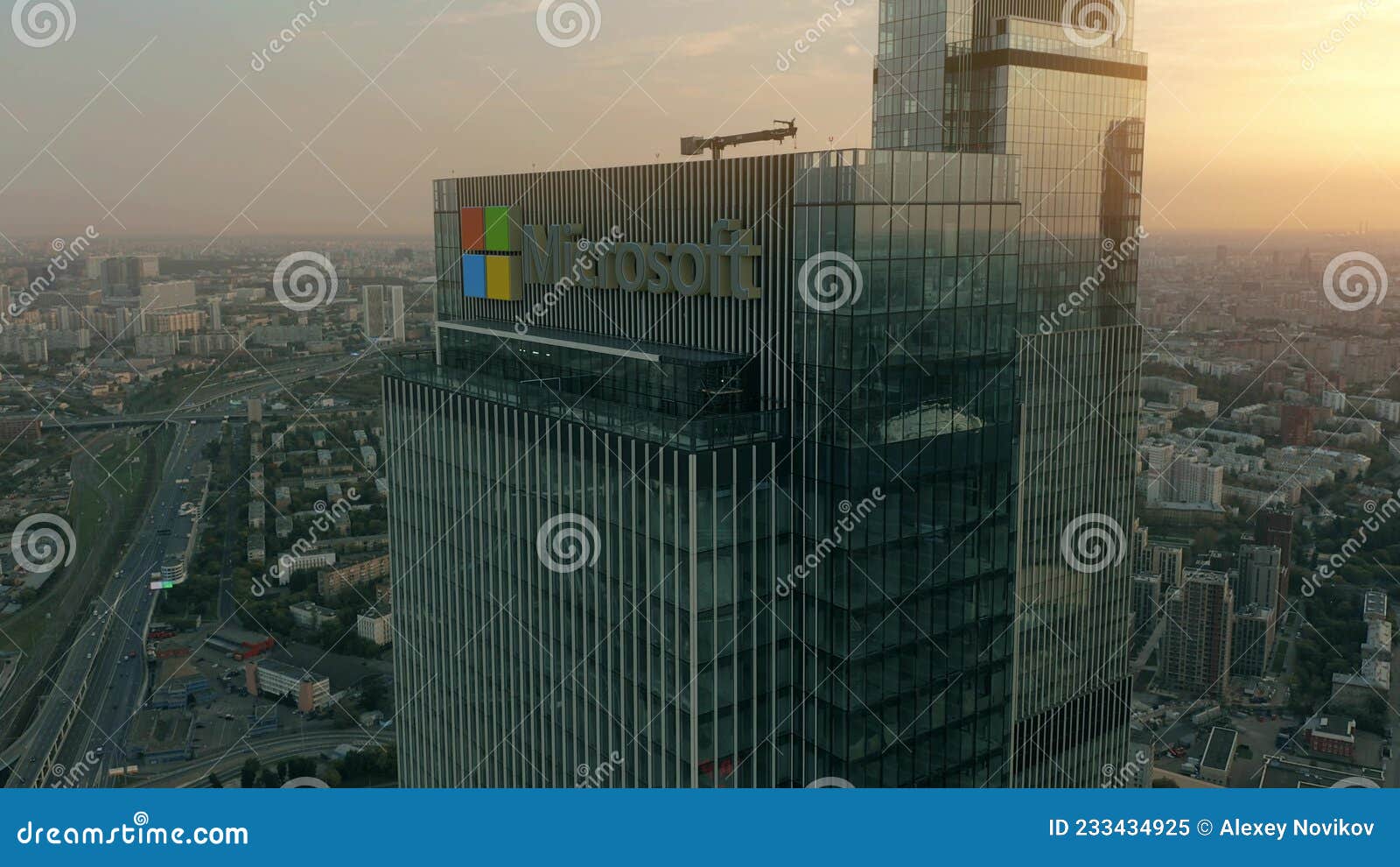 Logo of Microsoft on the Top of the Modern Skyscraper. Editorial Shot ...