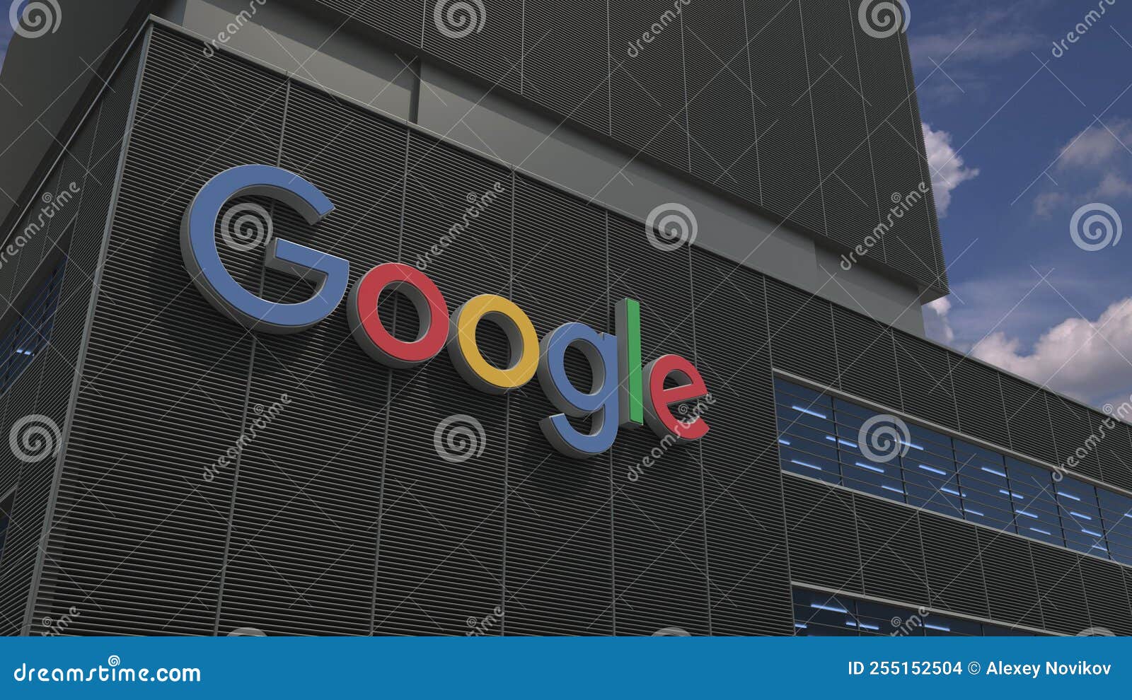 Google Logo on the Modern Building. Editorial 3d Rendering Editorial ...