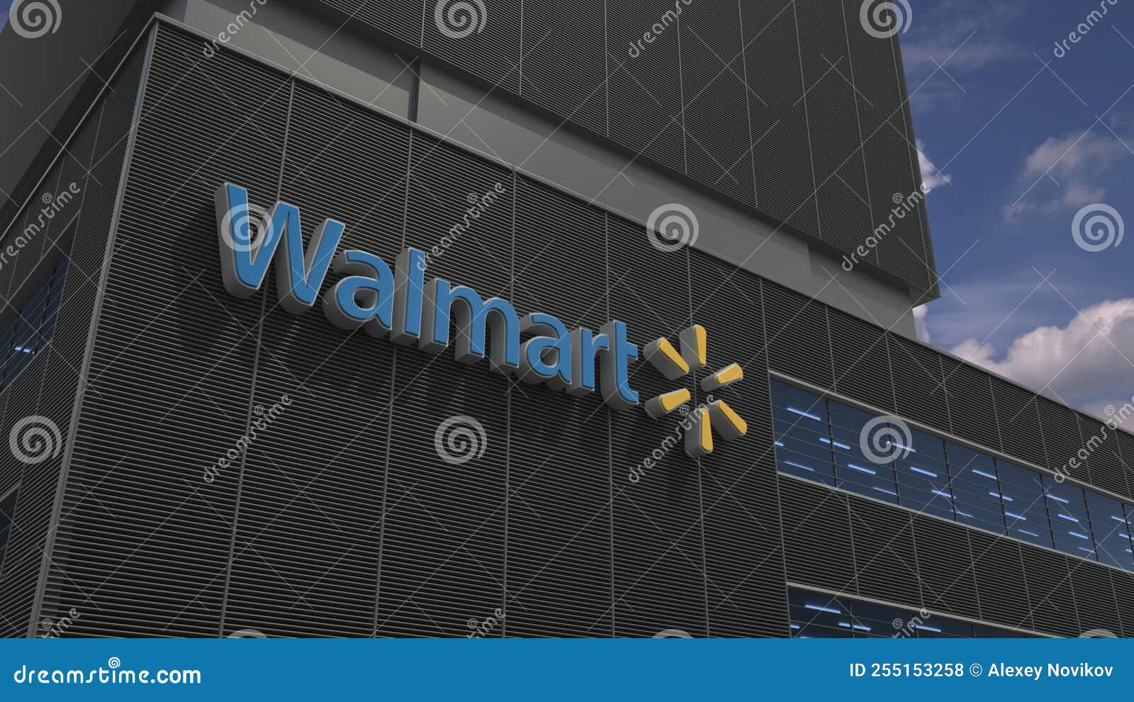 Walmart Logo on the Modern Building. Editorial 3d Animation Stock ...
