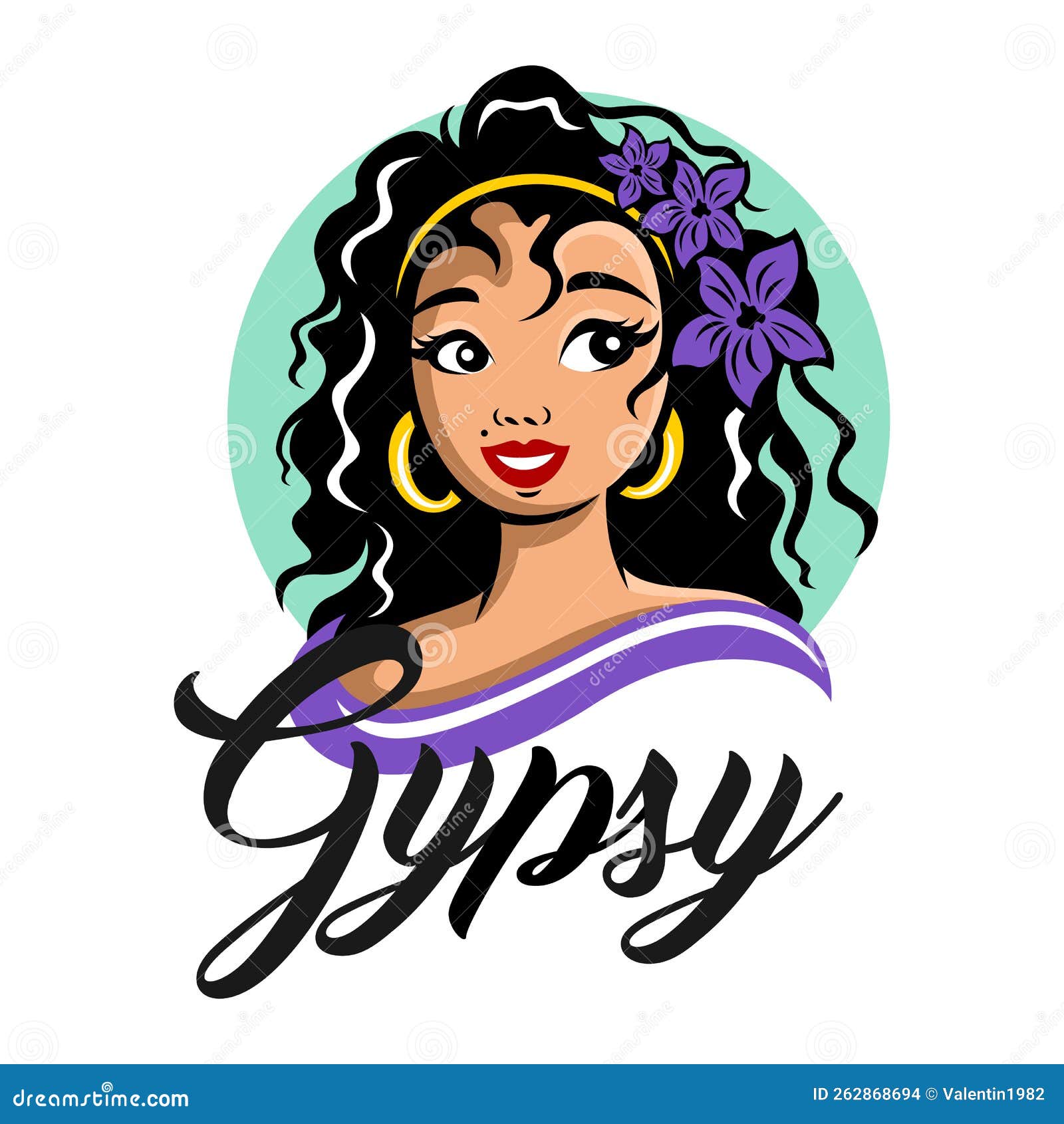 Logo Moderno Y Hermoso De Una Mujer Gitana. Ilustración del Vector ...