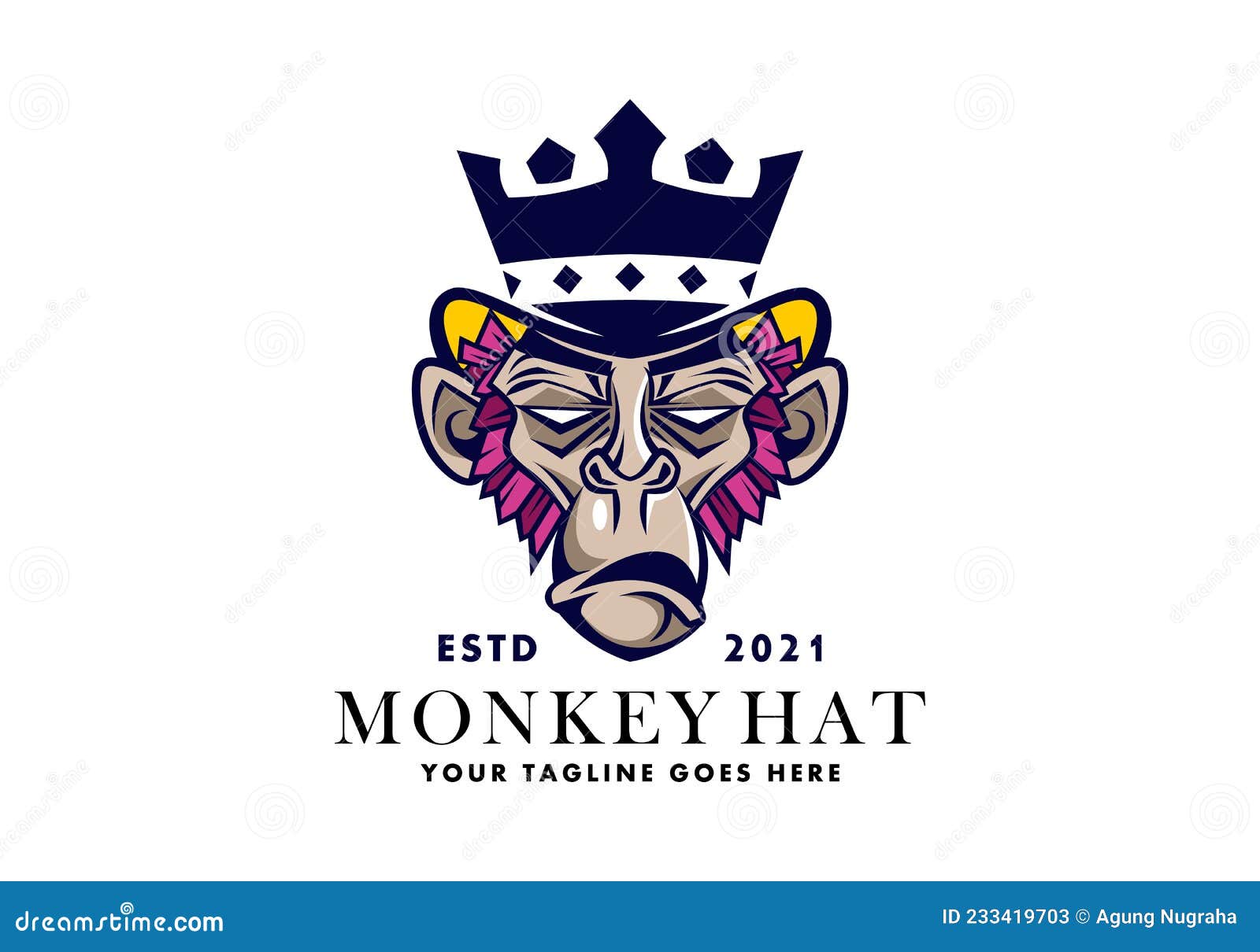 Logo Monkey Hat for Entertainment and Media Stock Vector - Illustration ...