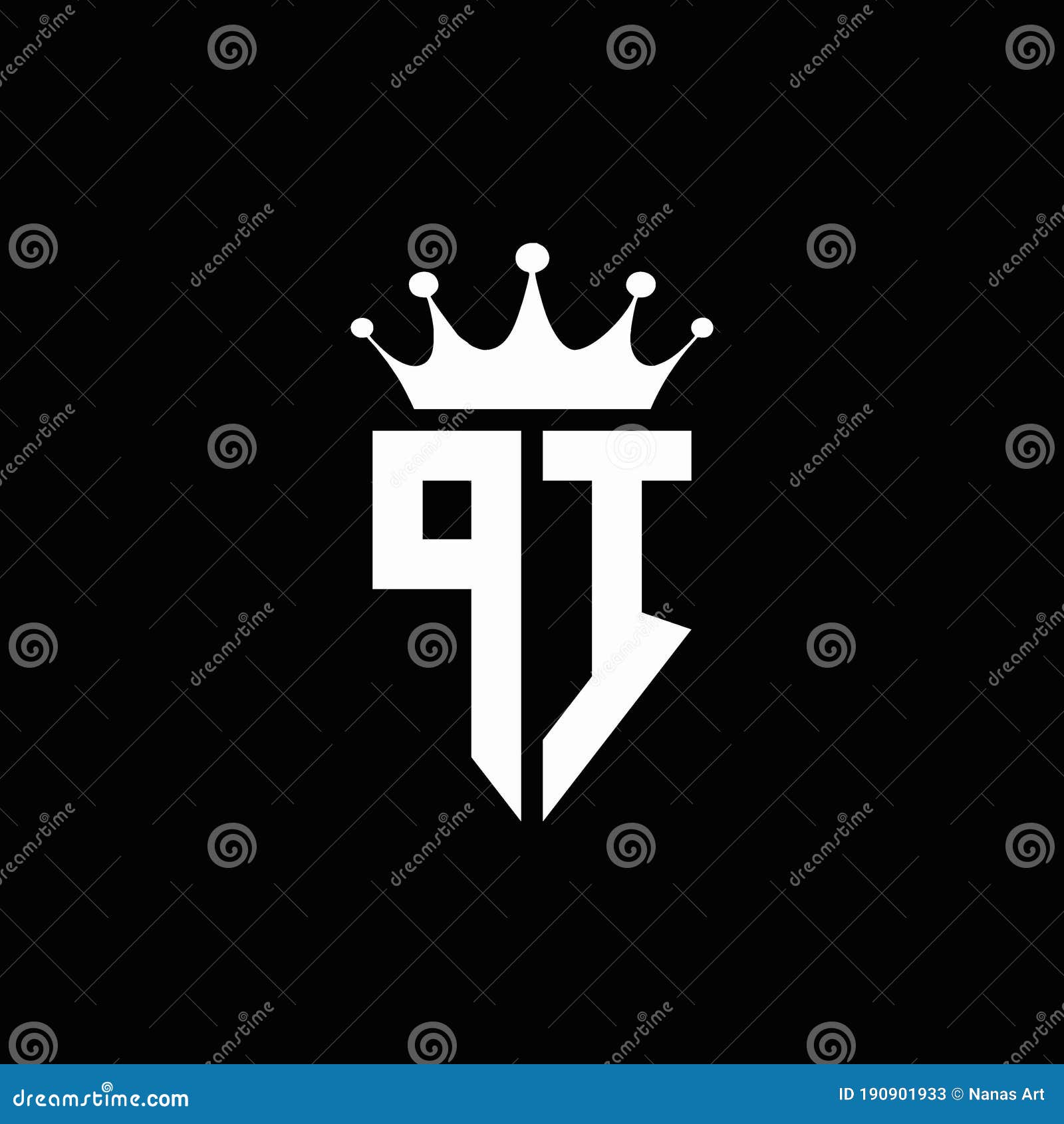 PI Logo Monogram Emblem Style with Crown Shape Design Template Stock ...