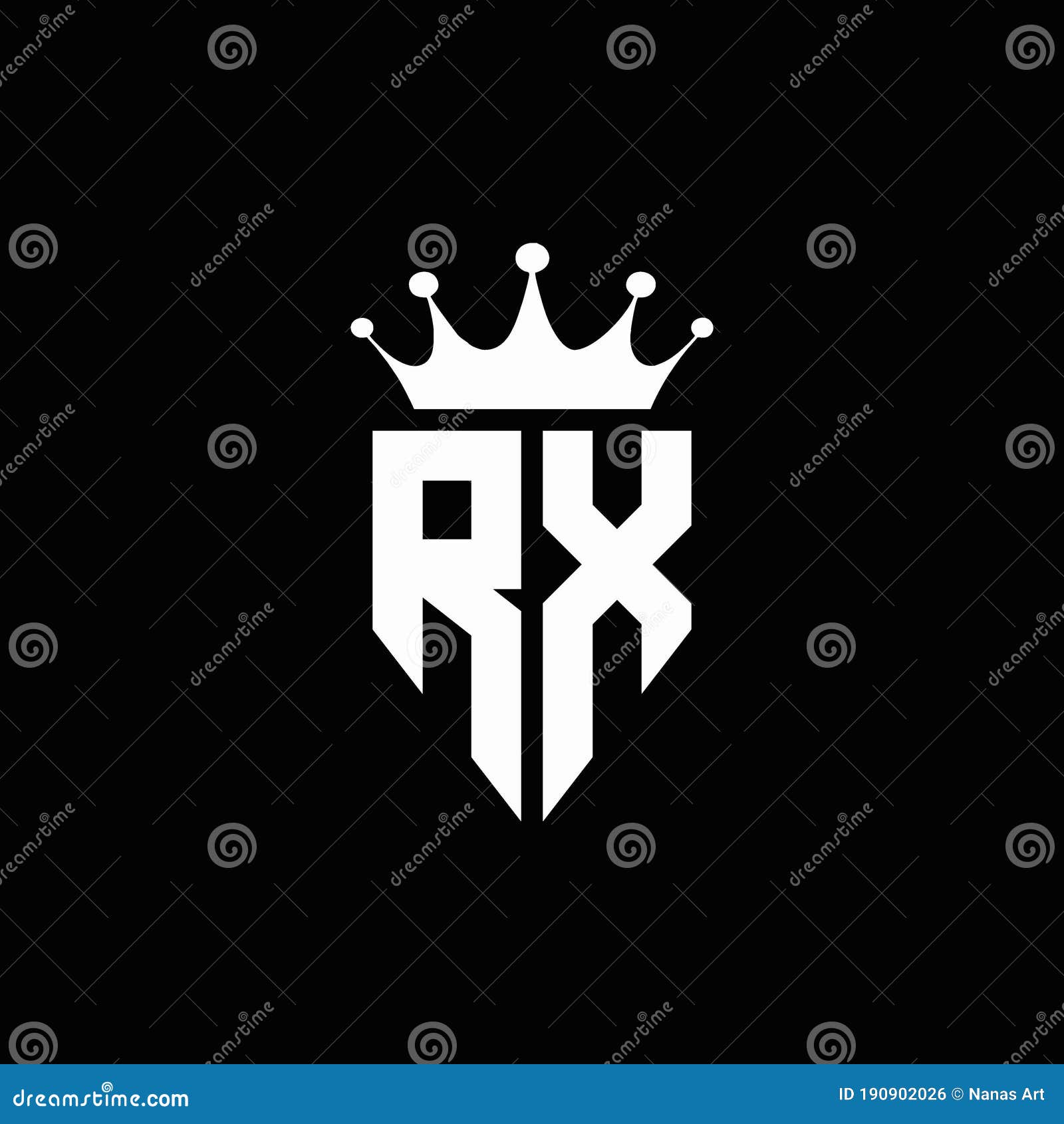 RX Logo Monogram Emblem Style with Crown Shape Design Template Stock ...