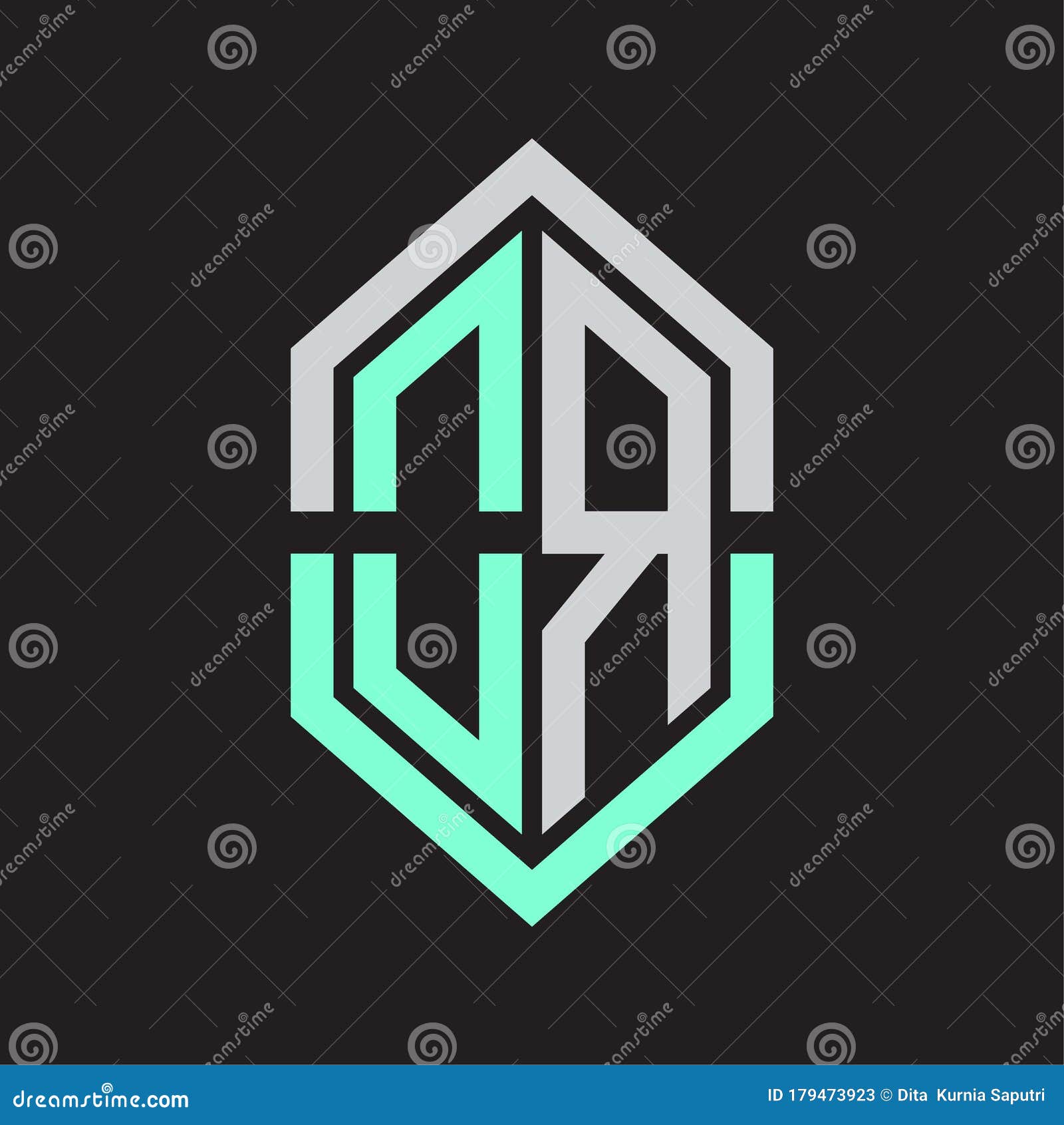 Or Logo Monogram with Hexagon Shape and Outline Slice Style Stock ...