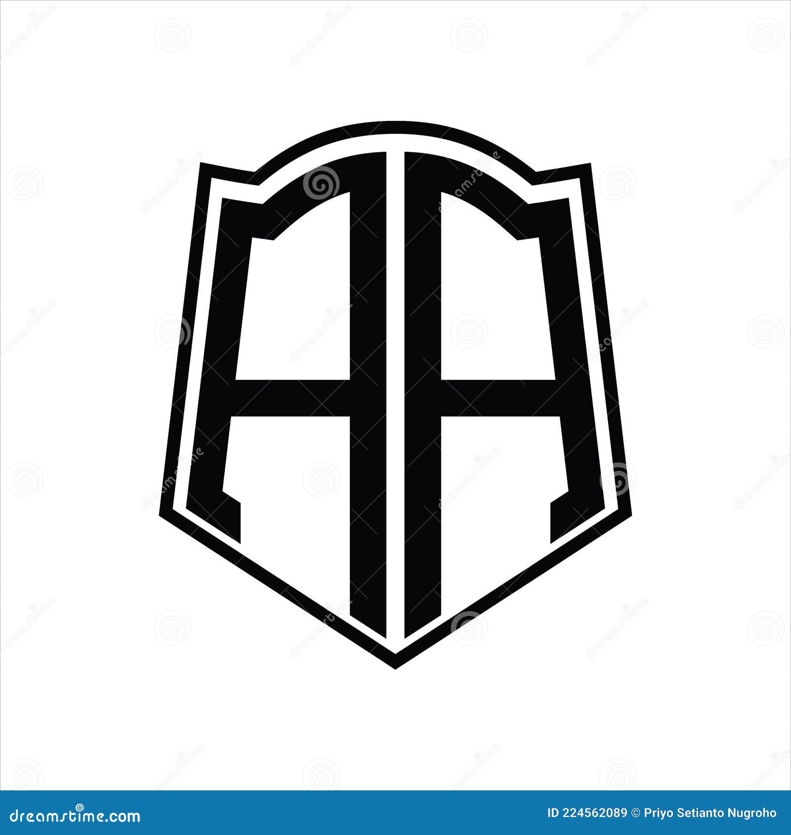 Logo Monogram with Shield Shape Outline Design Template Stock Vector ...