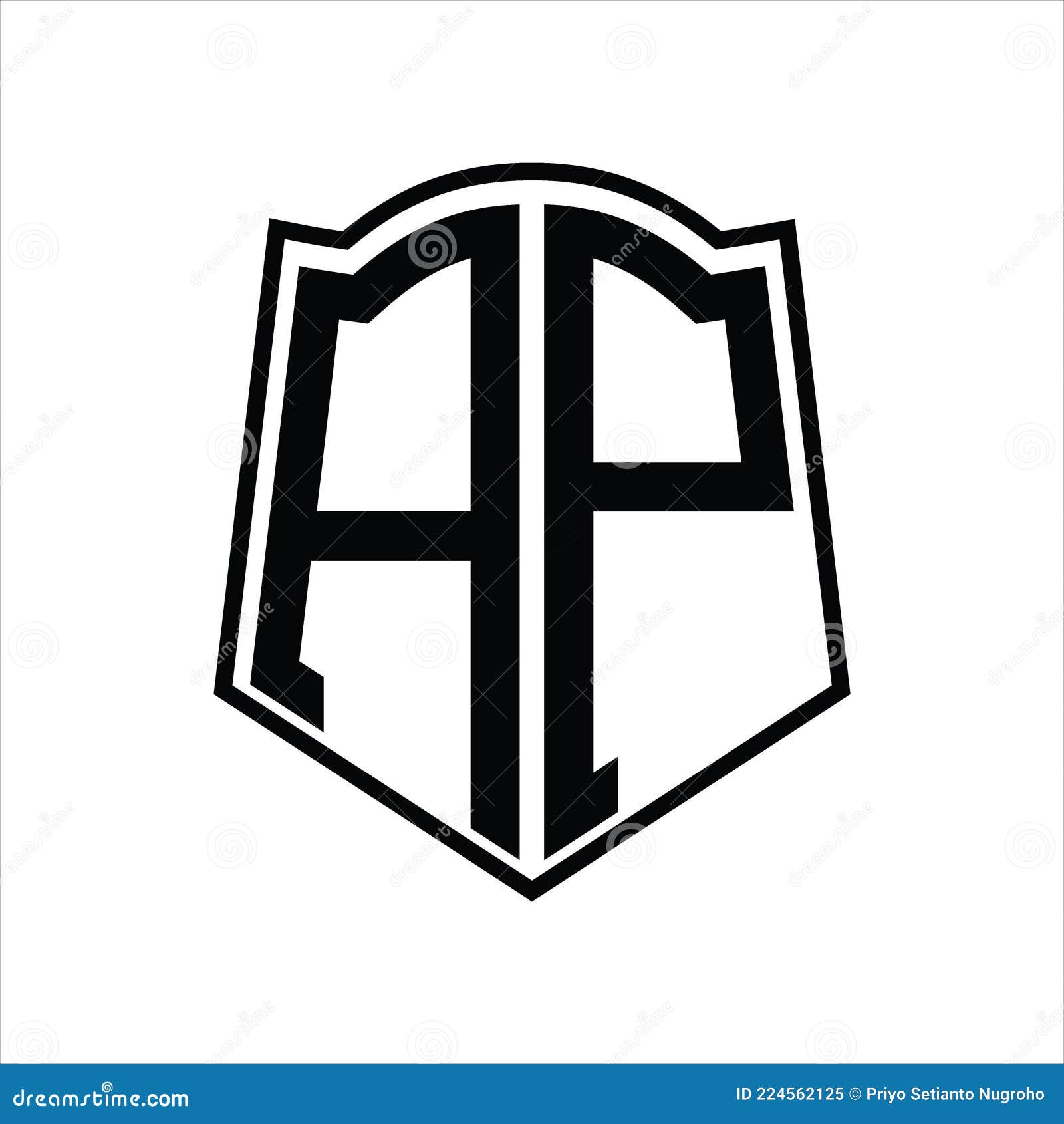 Logo Monogram with Shield Shape Outline Design Template Stock Vector ...