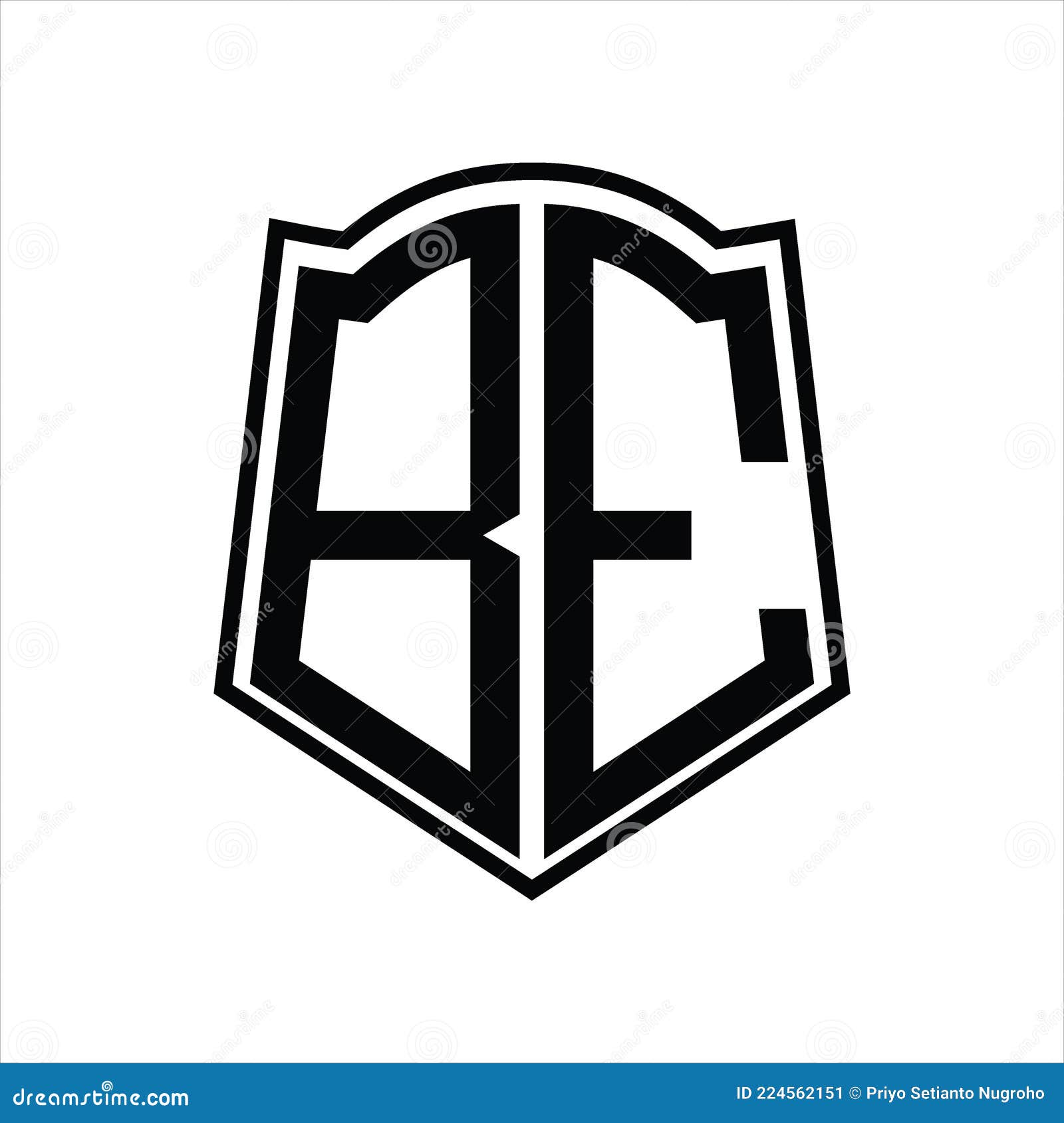 Logo Monogram with Shield Shape Outline Design Template Stock Vector ...