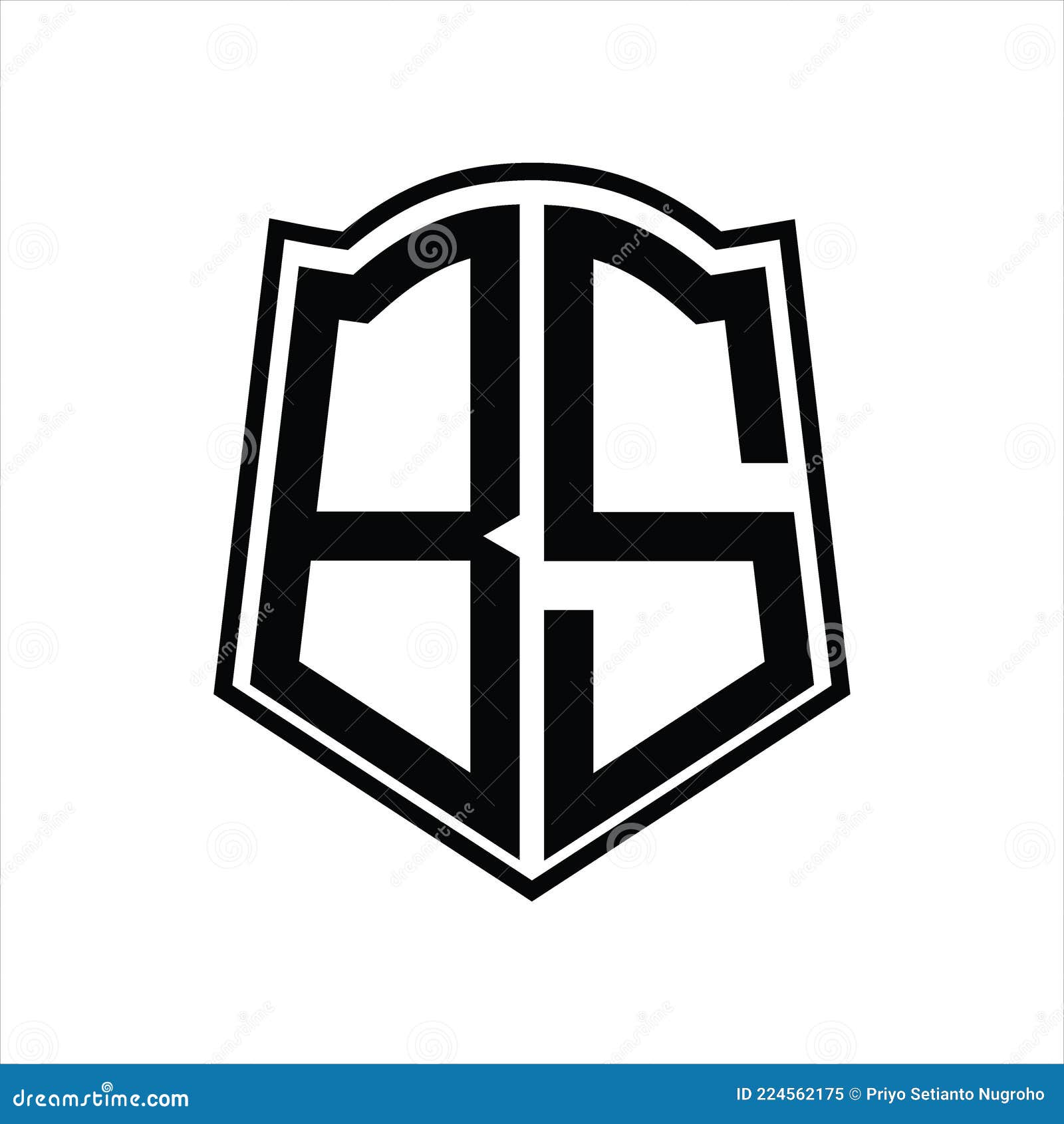 Logo Monogram with Shield Shape Outline Design Template Stock Vector ...
