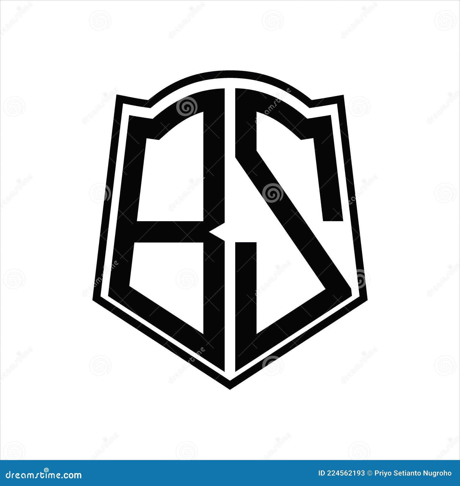 Logo Monogram with Shield Shape Outline Design Template Stock Vector ...