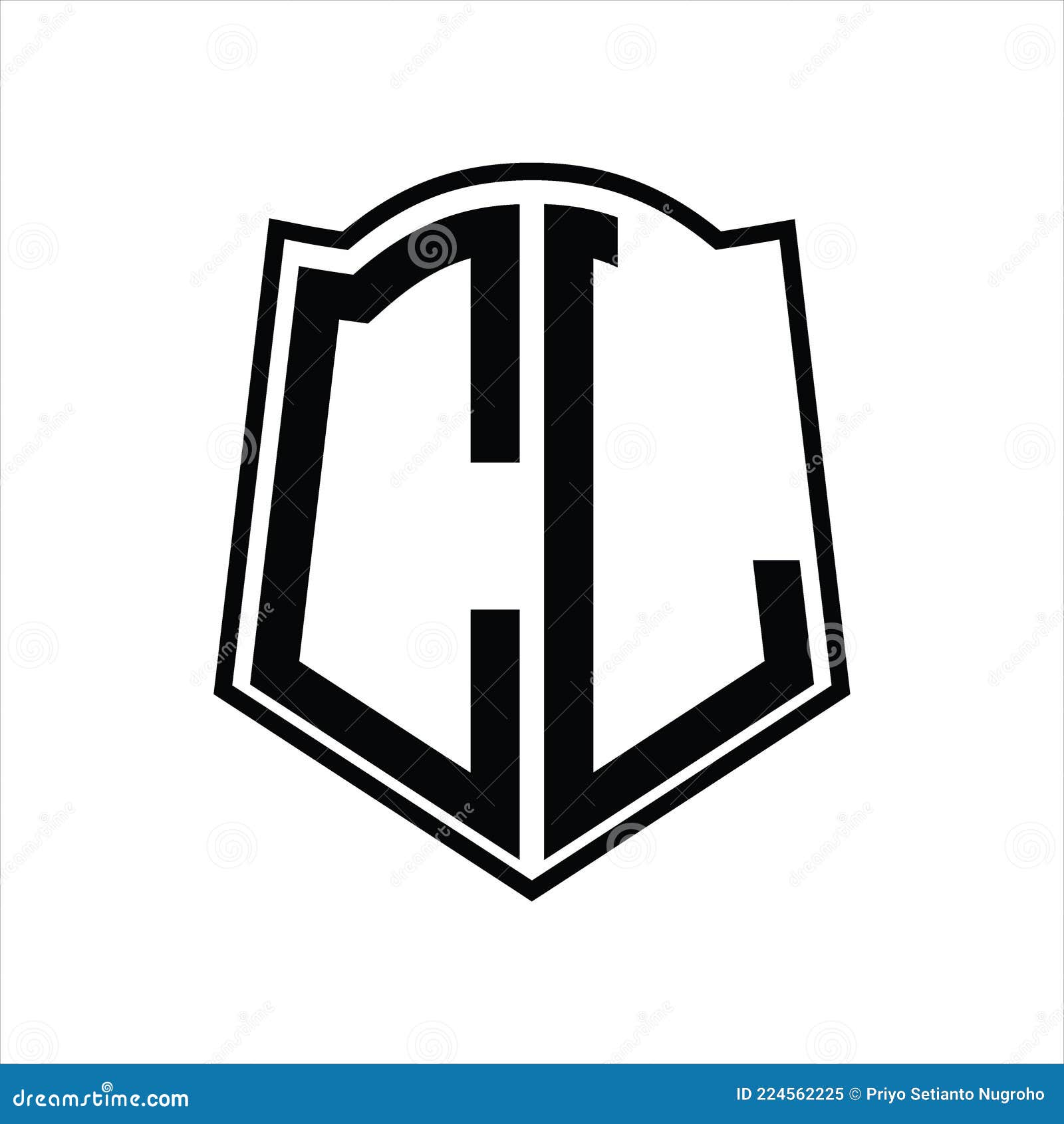 Logo Monogram with Shield Shape Outline Design Template Stock Vector ...