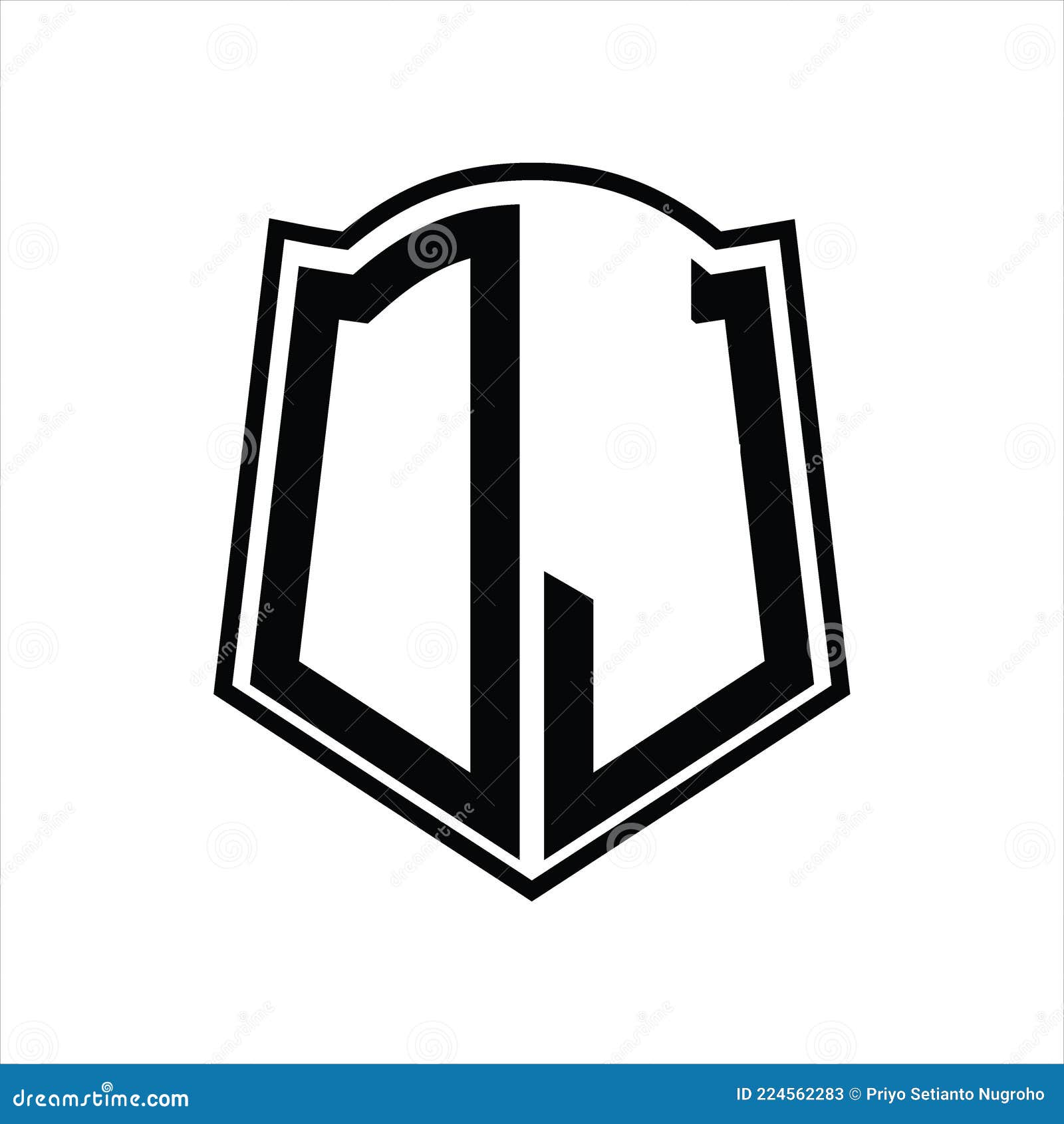 Logo Monogram with Shield Shape Outline Design Template Stock Vector ...