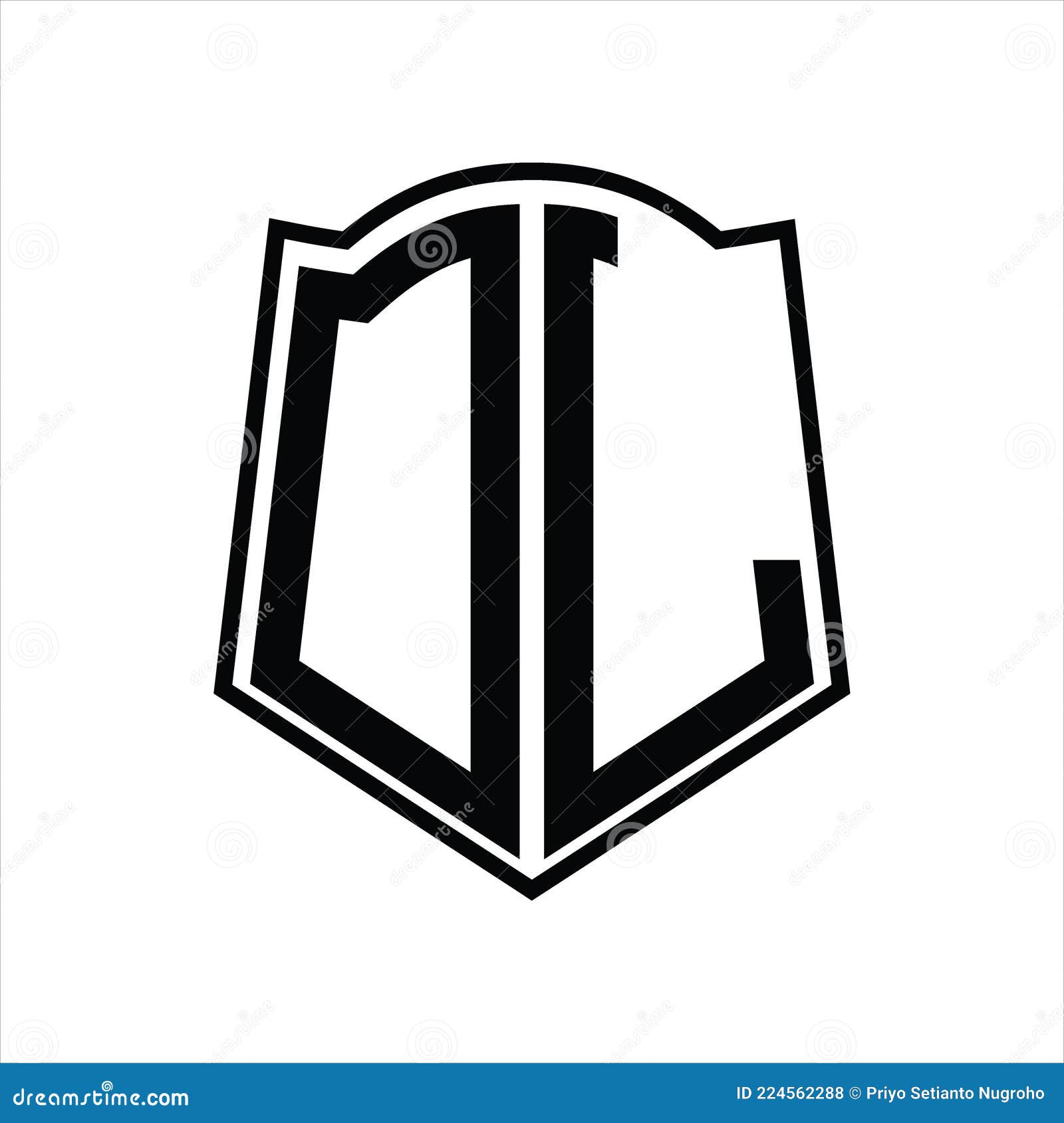 Logo Monogram with Shield Shape Outline Design Template Stock Vector ...