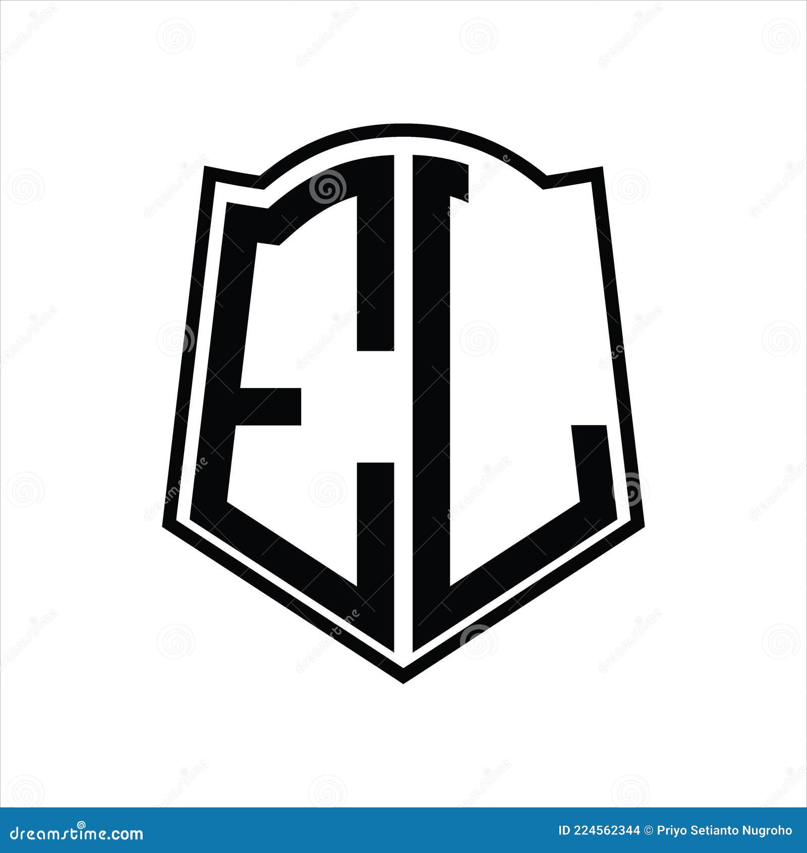 Logo Monogram with Shield Shape Outline Design Template Stock Vector ...
