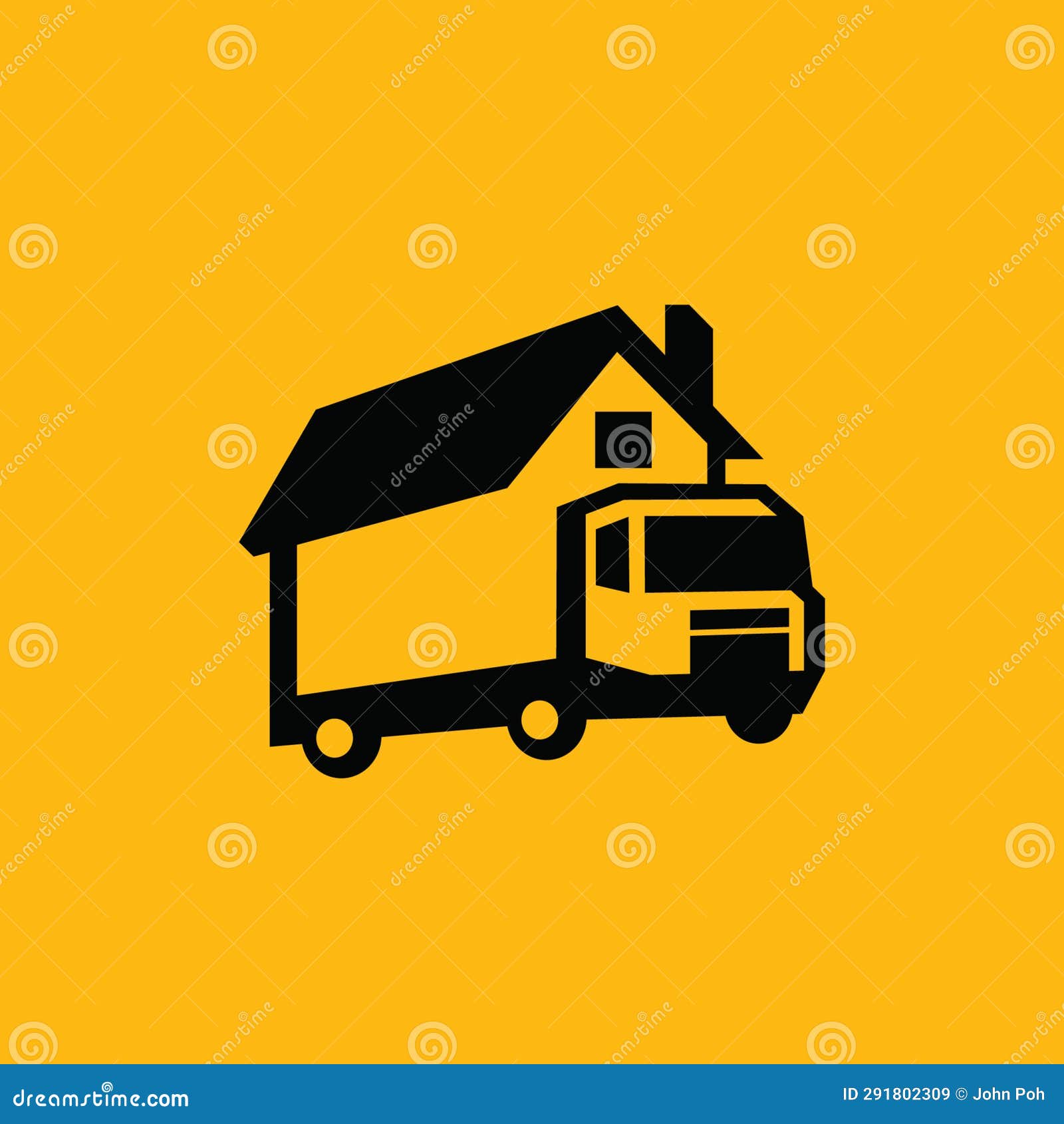 Logo of a Moving Truck Transporting a House Stock Illustration ...