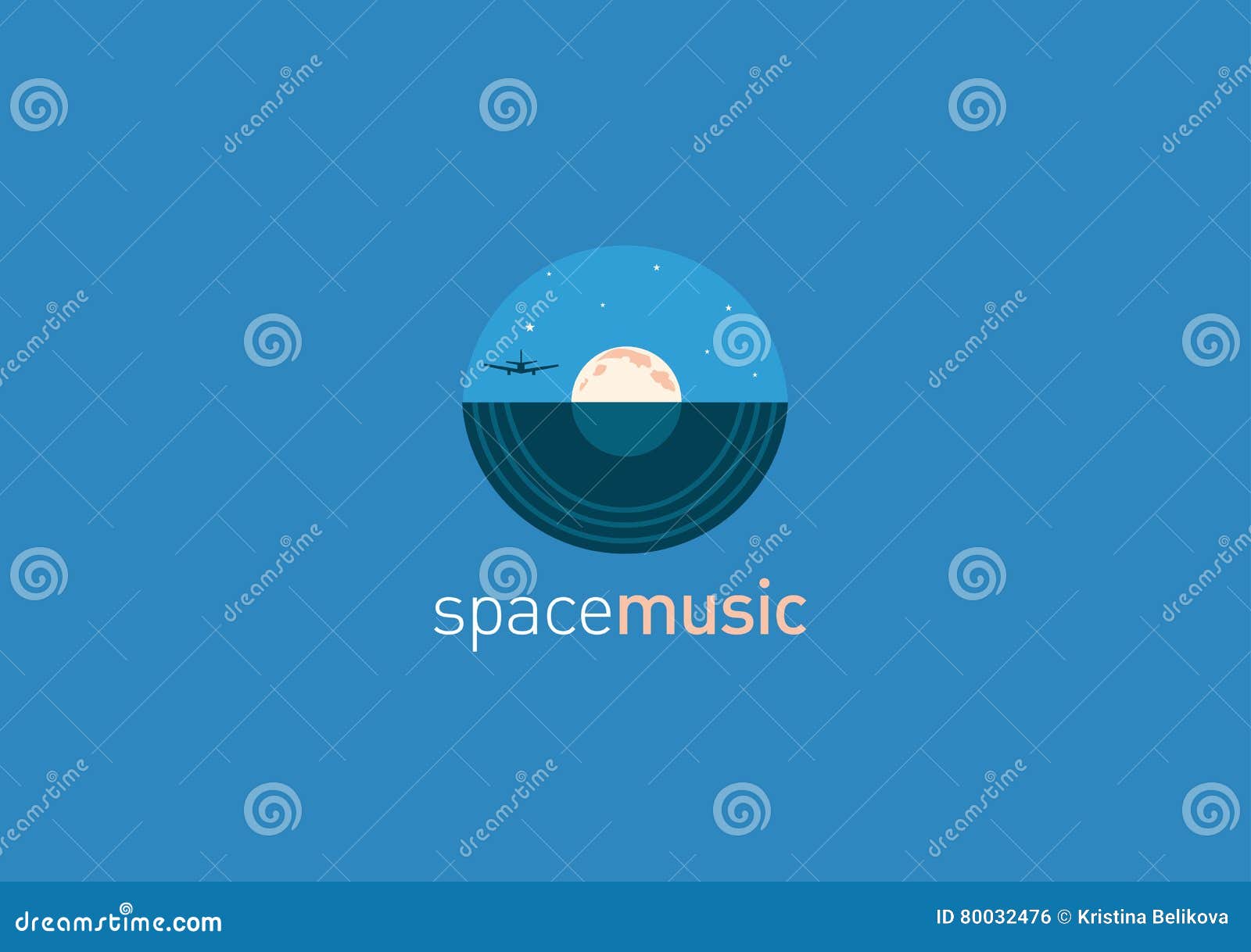 Logo, Music Disc and the Moon Stock Vector - Illustration of light ...