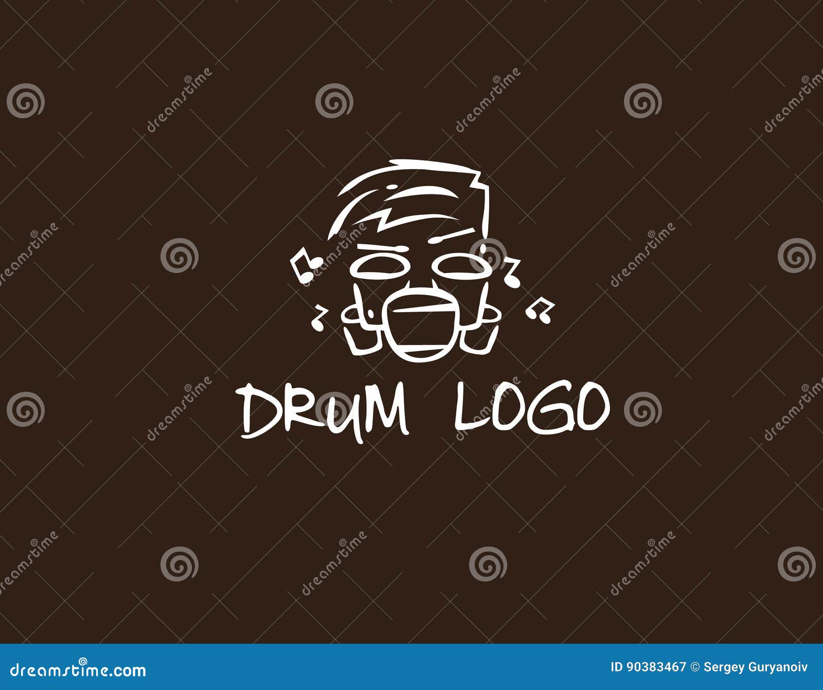 Logo Music with Drum Like Face Stock Illustration - Illustration of ...