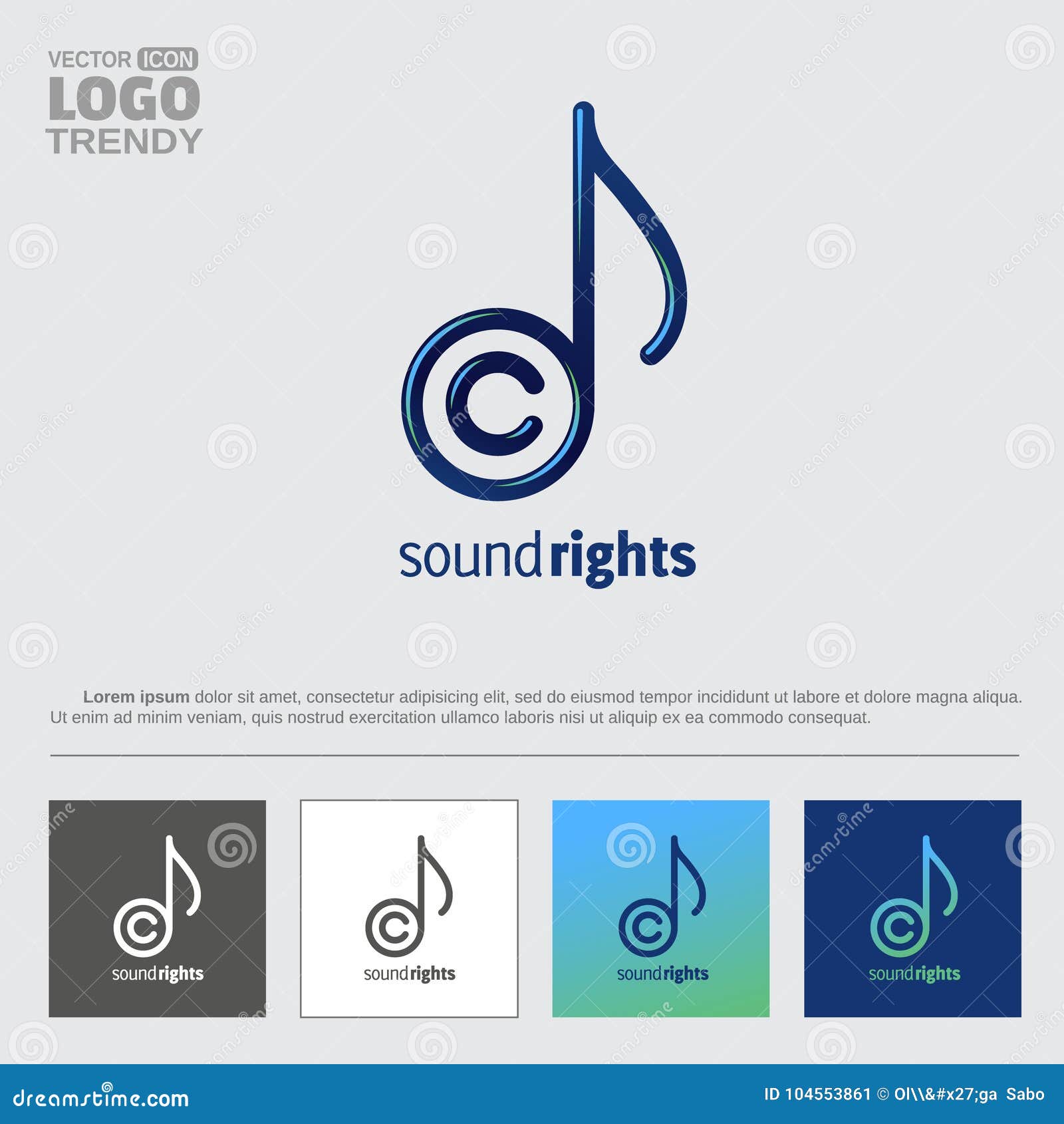 Logo with Music Note and Copyright Sign Letter C. Stock Vector ...