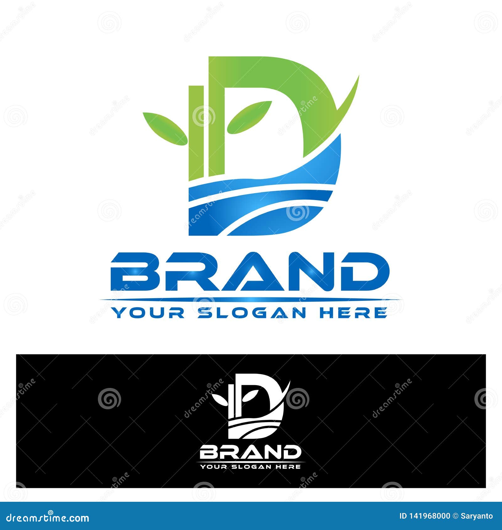 Letter D, Nature Logo Template Stock Vector - Illustration of nature ...
